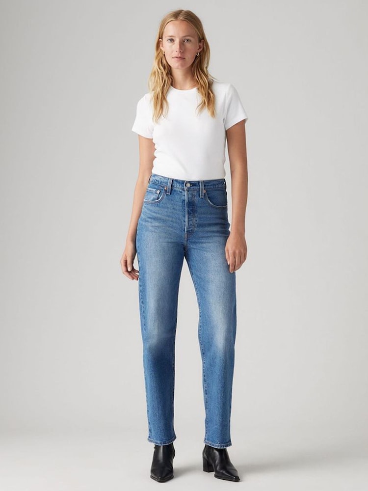 Buy Levi's® Blue Ribcage Straight Ankle Jeans from the Next UK online shop