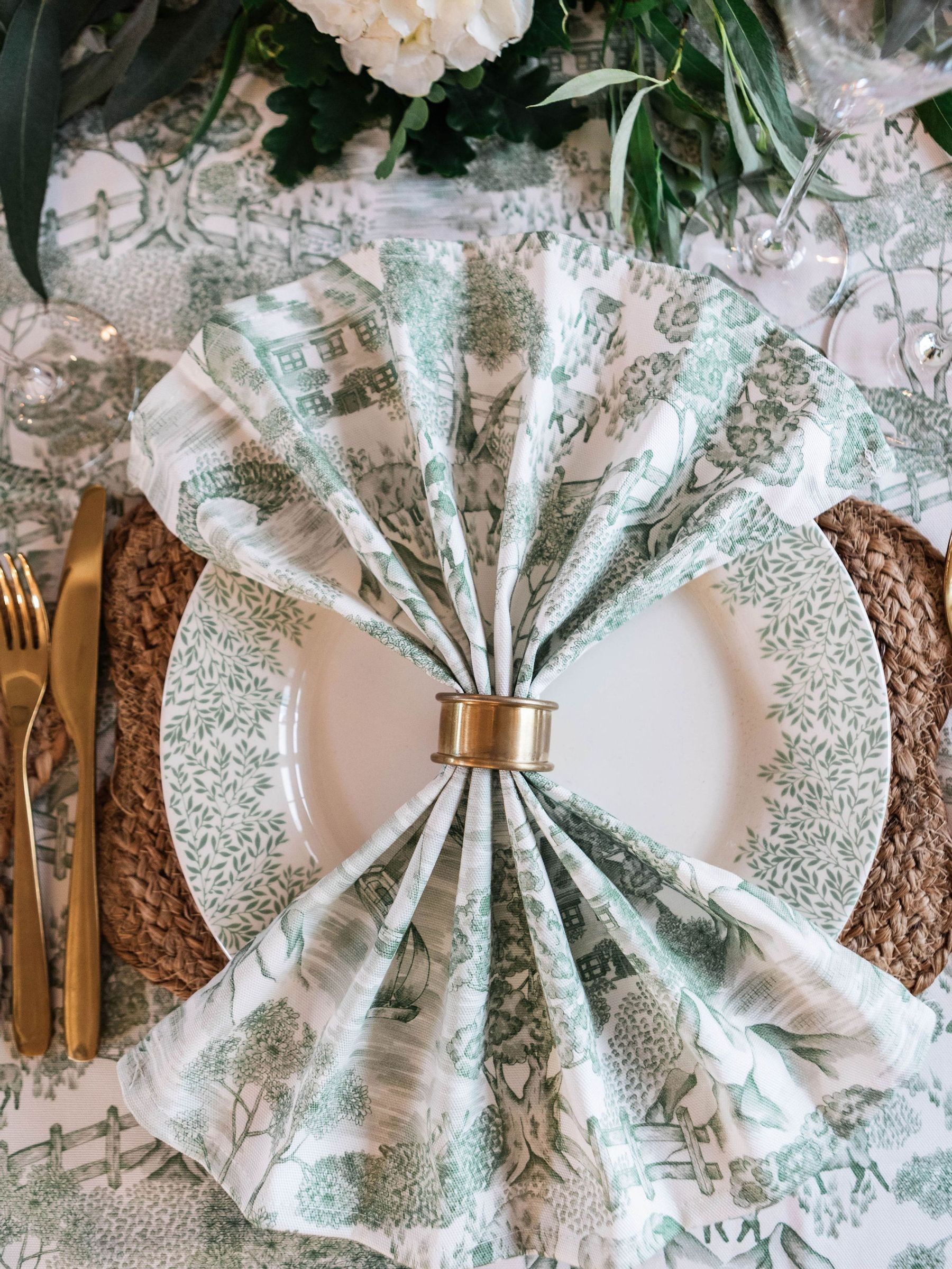 Buy Avalon Home Set of 2 Green Lake District Toile Napkins from Next ...