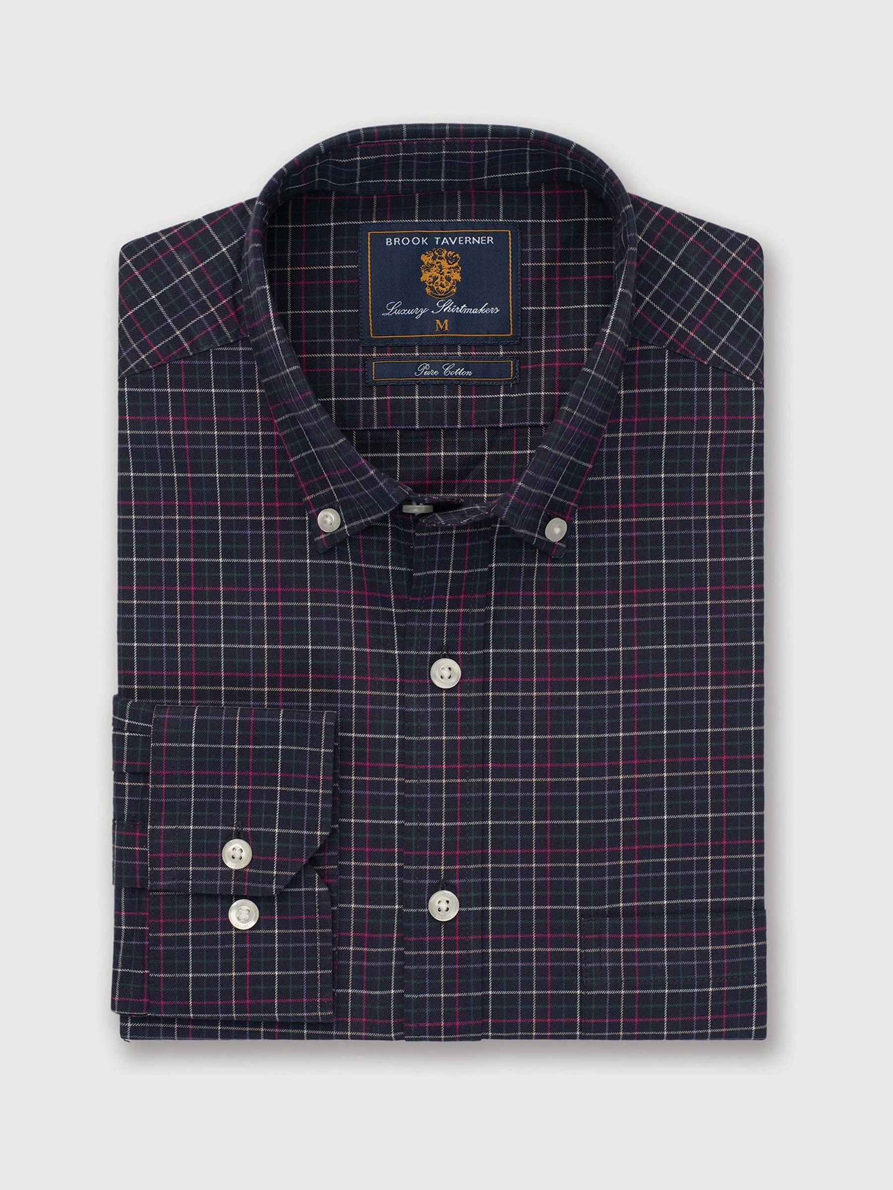 Buy Brook Taverner Blue Tattersall Check Cotton Shirt from Next Ireland