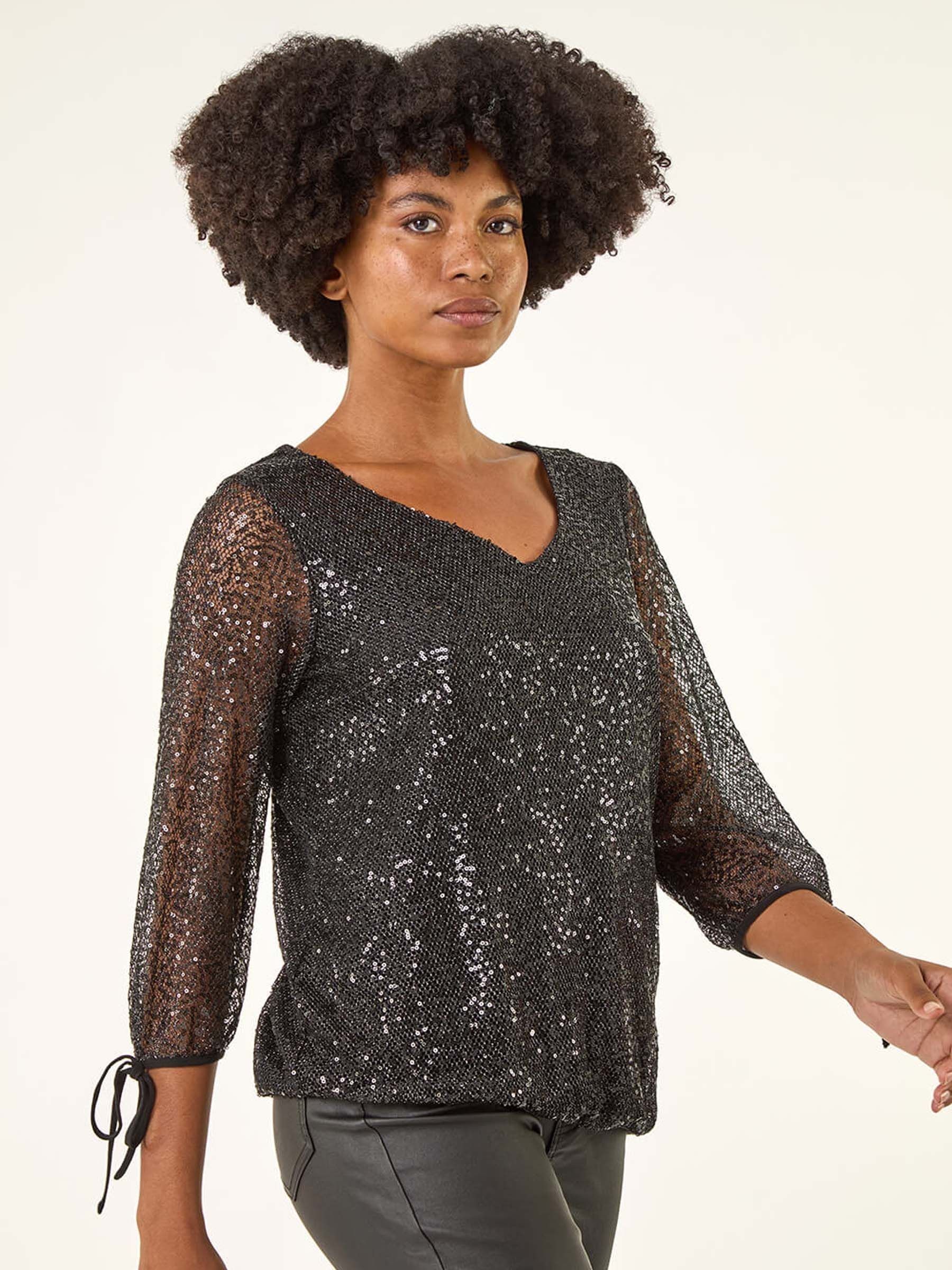 Buy Roman Sequin Mesh Blouson Blouse from Next Italy