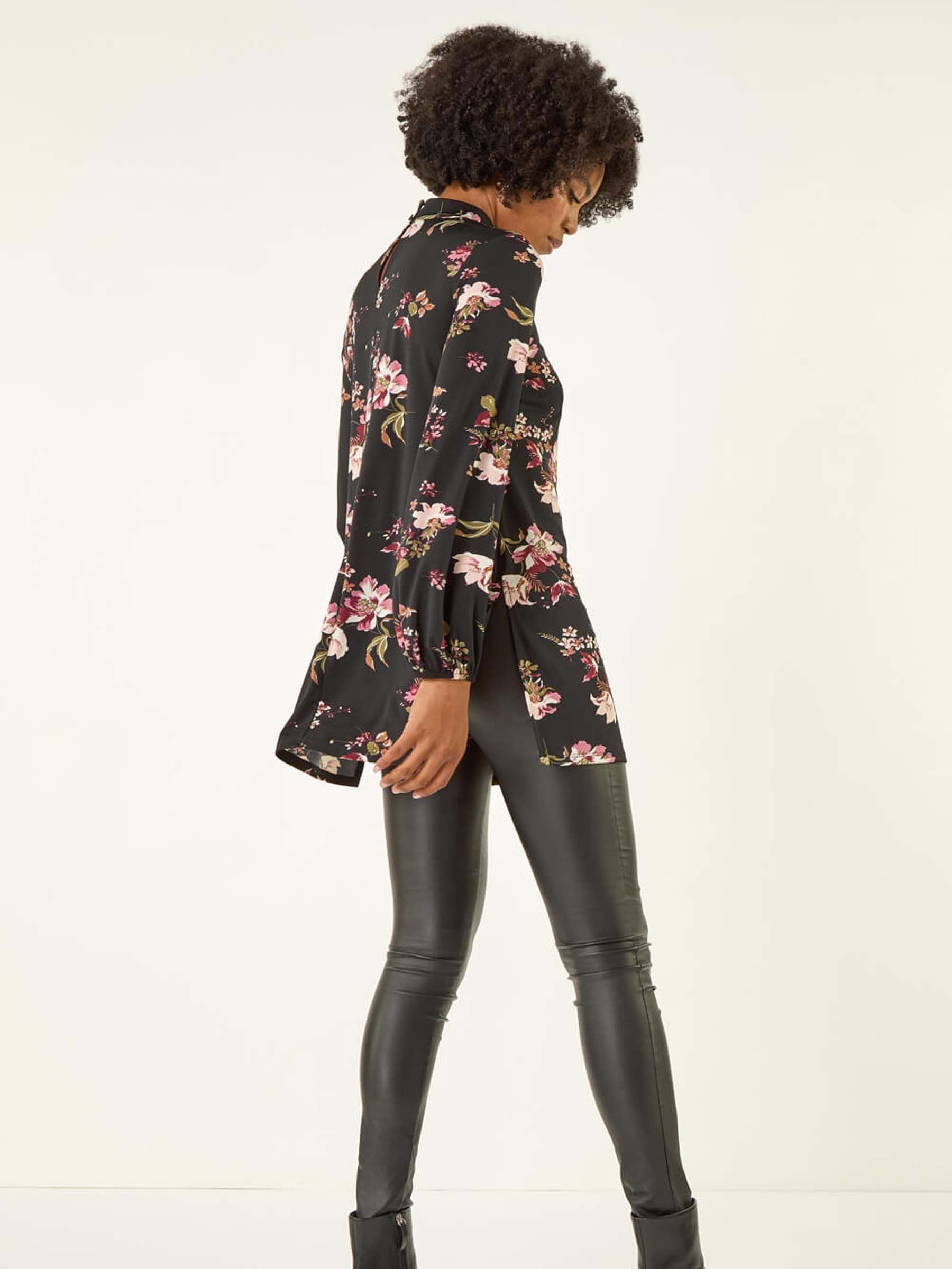 Buy Roman Black Floral High Neck Tunic Top from the Next UK online shop