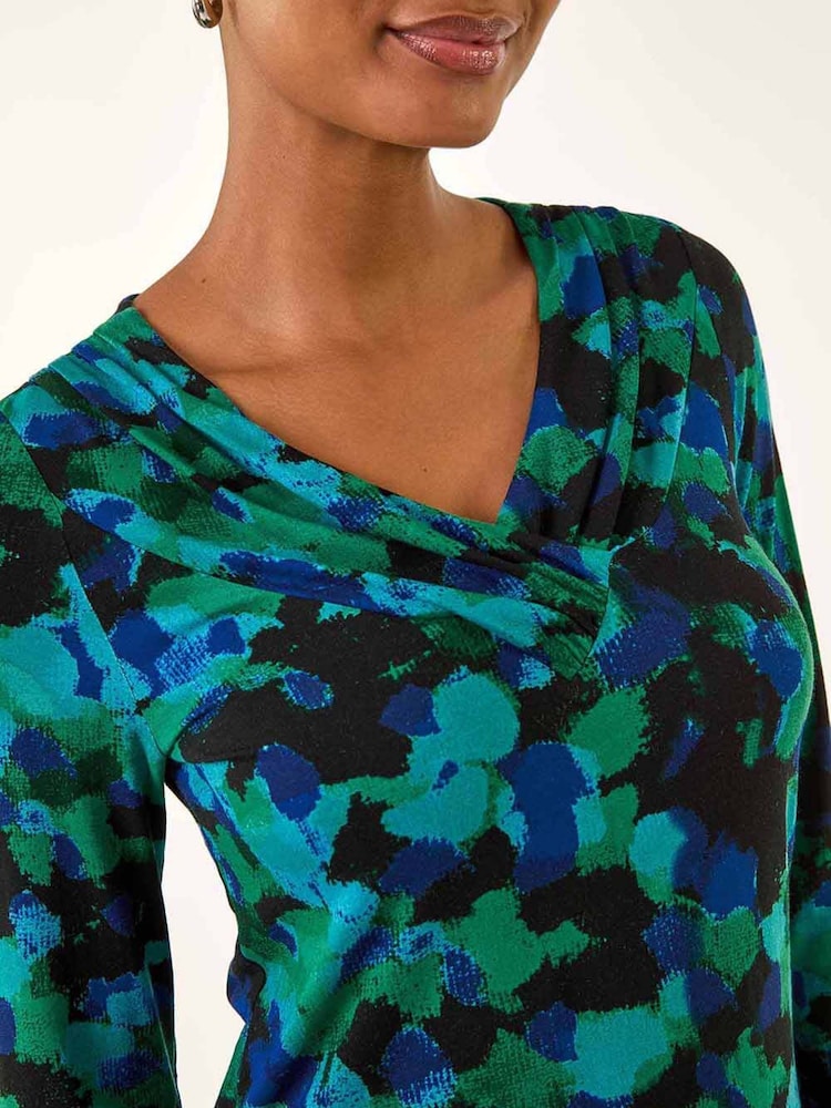 Buy Roman Green Printed V-Neck Stretch Tops from Next Belgium