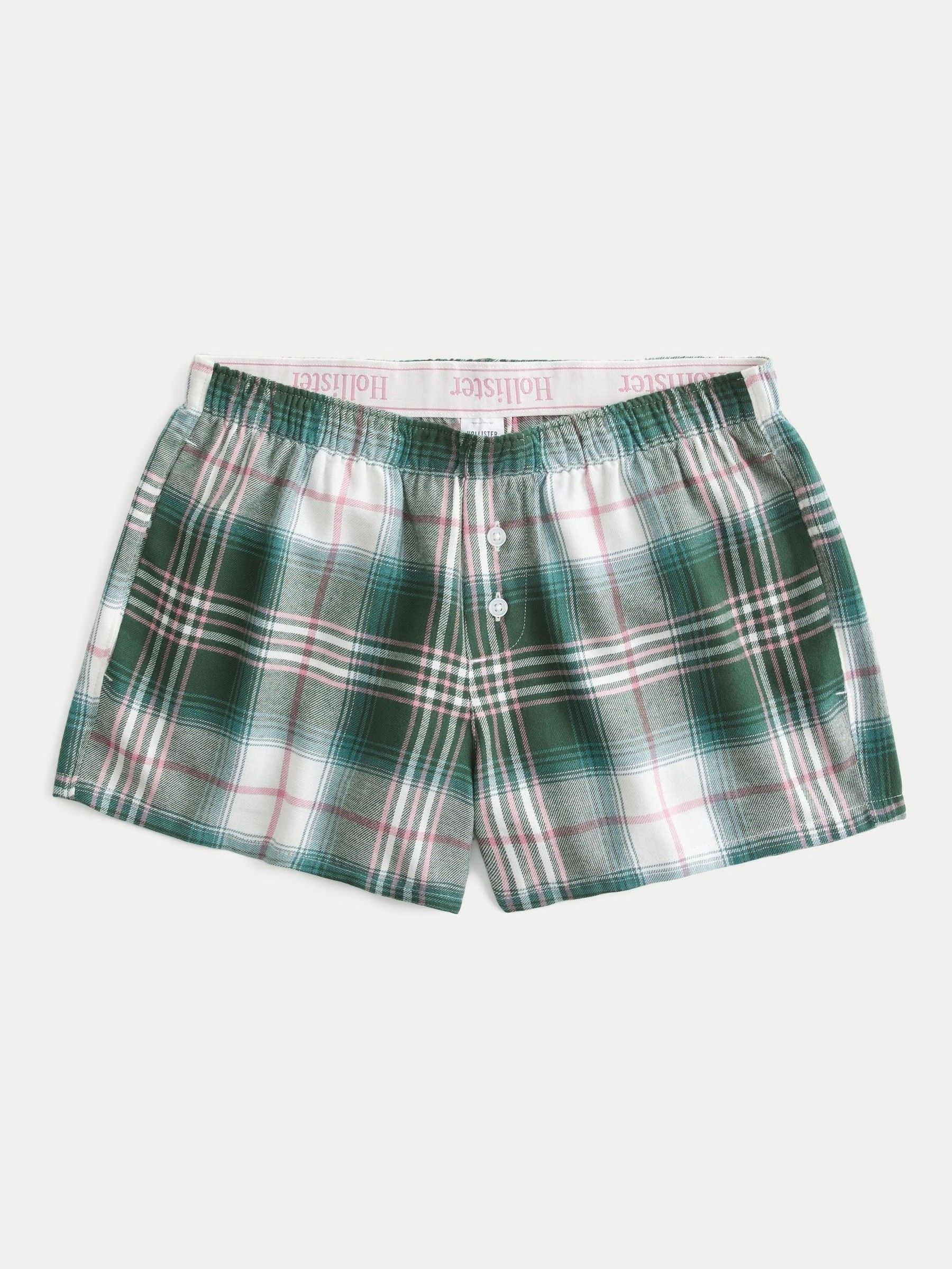 Buy Hollister Christmas Flannel Check Pyjama Shorts With Logo Waistband ...