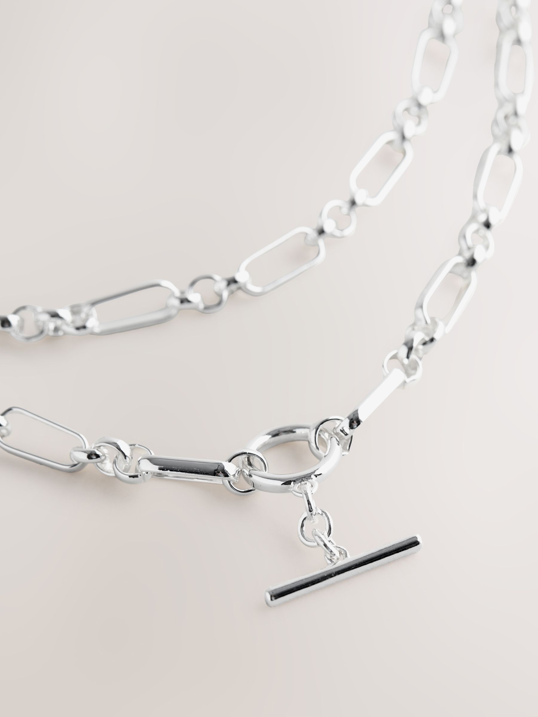Buy Silver Tone - 2 Layer T-Bar Chain Necklace from Next Czech Republic