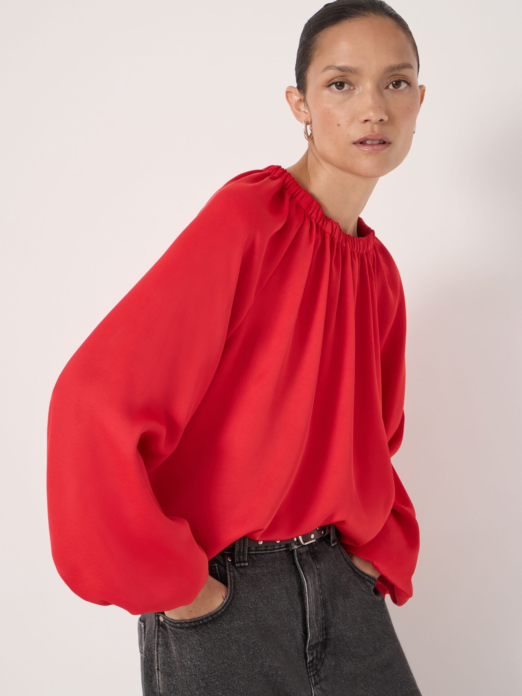 Buy Hush Red Satin Bubble Hem Top from the Next UK online shop