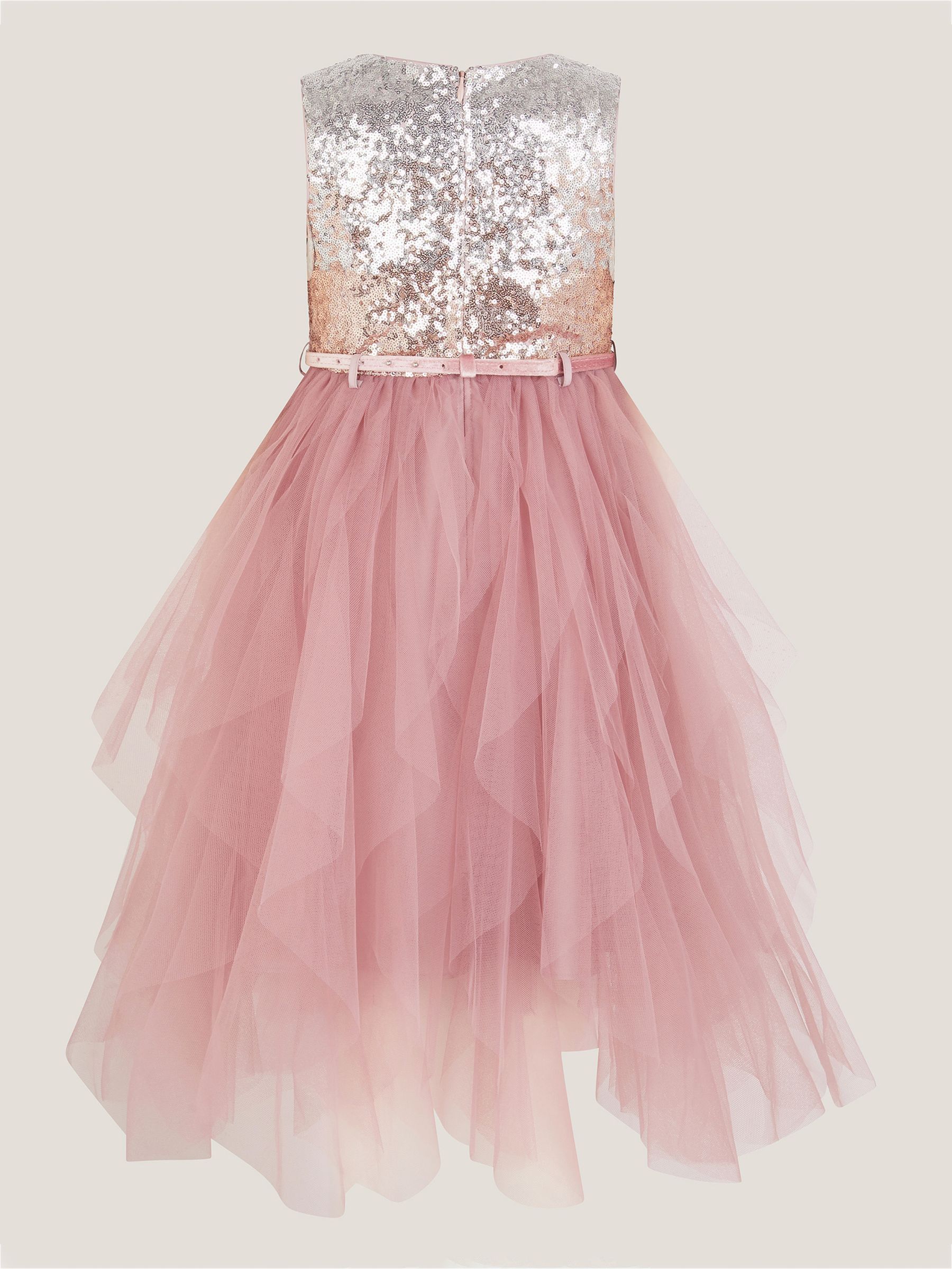 Buy Monsoon Pink Simone Sequin Tulle Ruffle Dress from the Next UK ...