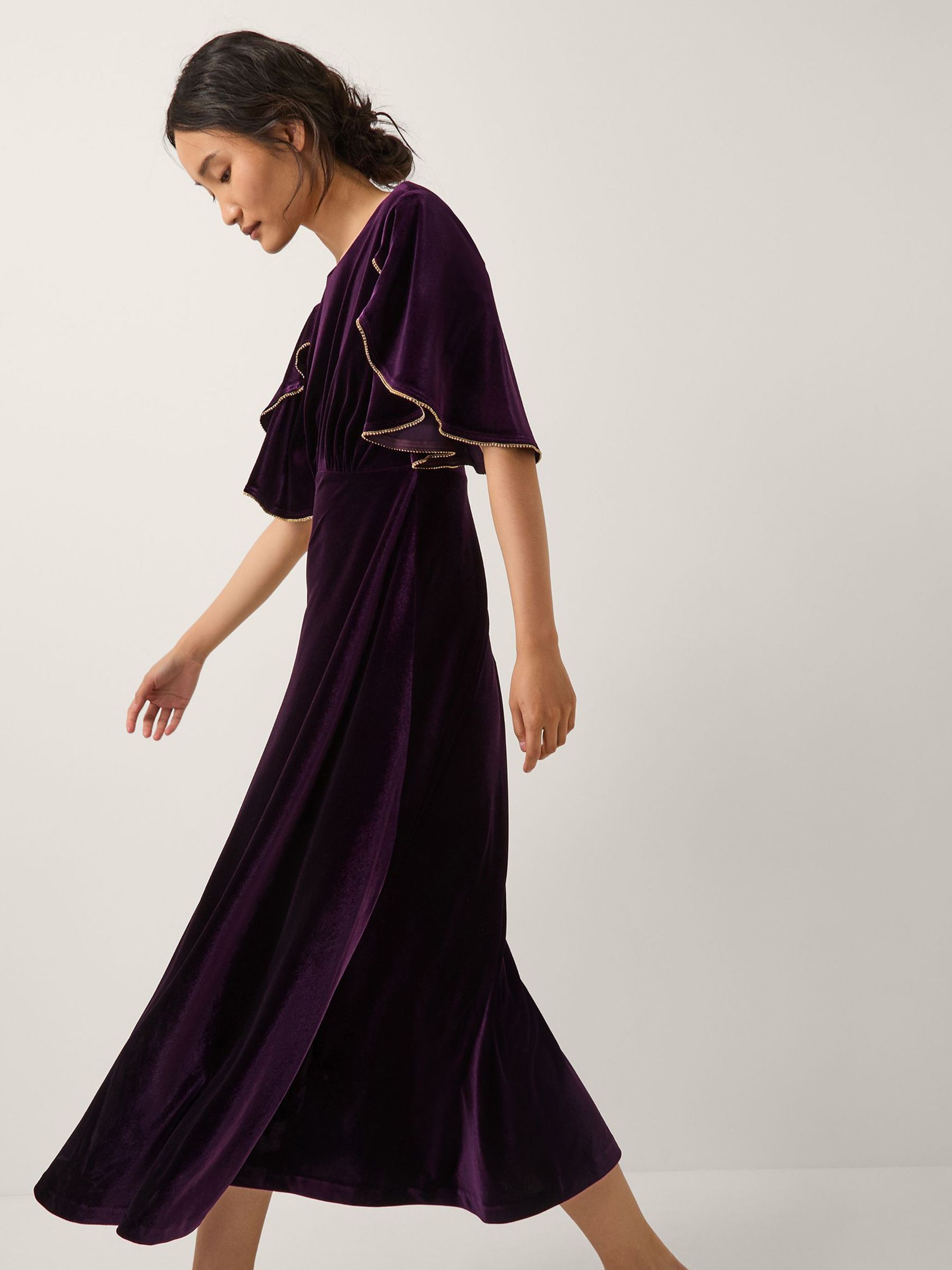 Buy Monsoon Purple Cecelia Velvet Cape Midi Dress from Next Gibraltar