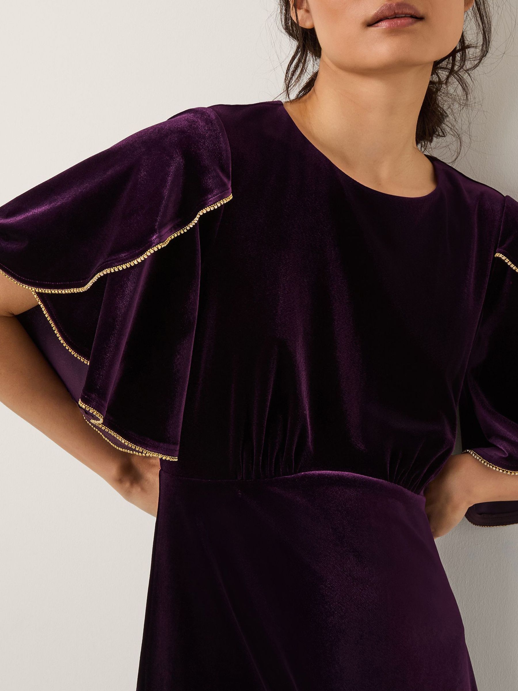 Buy Monsoon Purple Cecelia Velvet Cape Midi Dress from Next Gibraltar