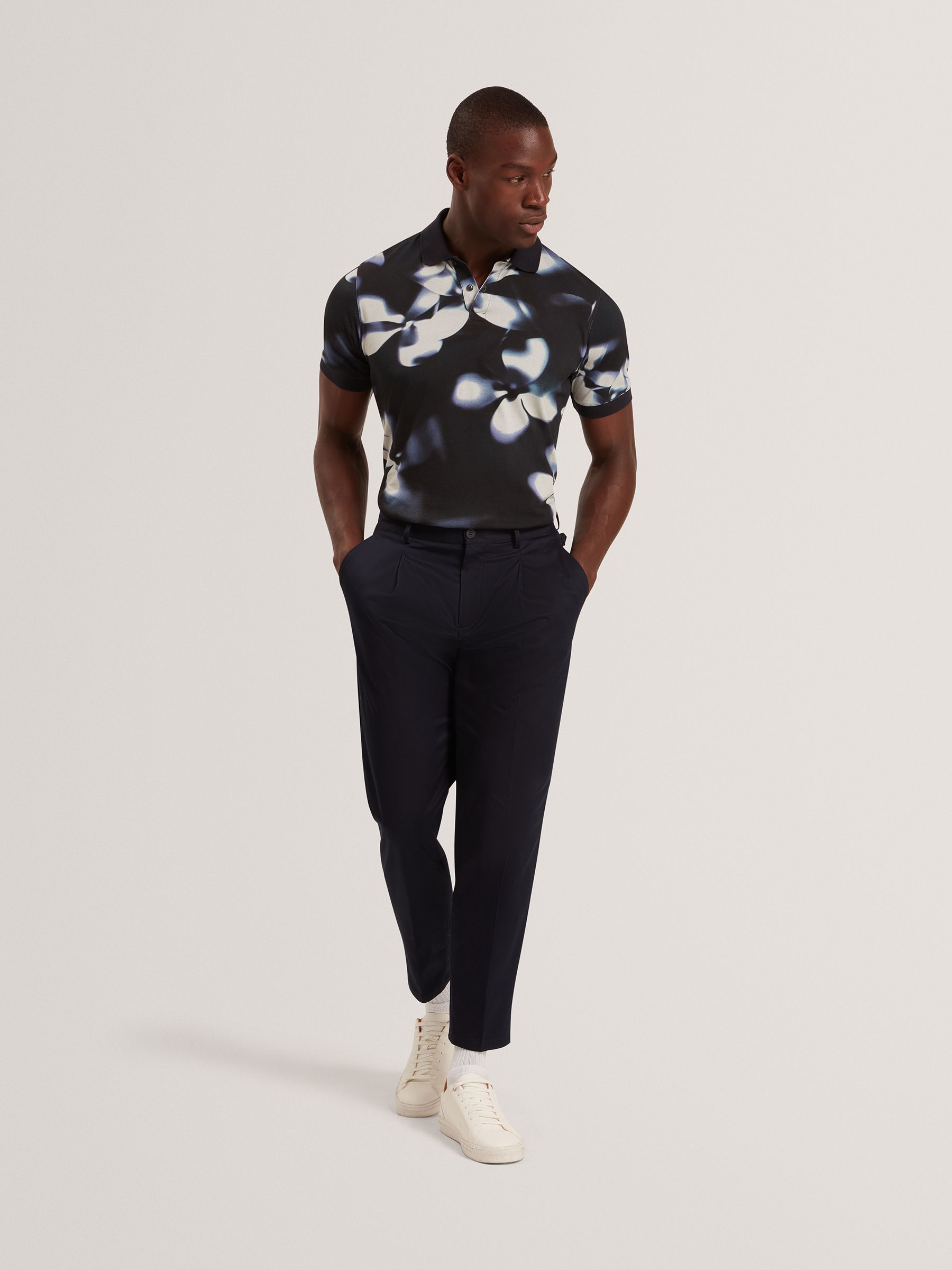 Buy Ted Baker Blue LONGBRI Short Sleeve Floral Print Polo Shirt from ...