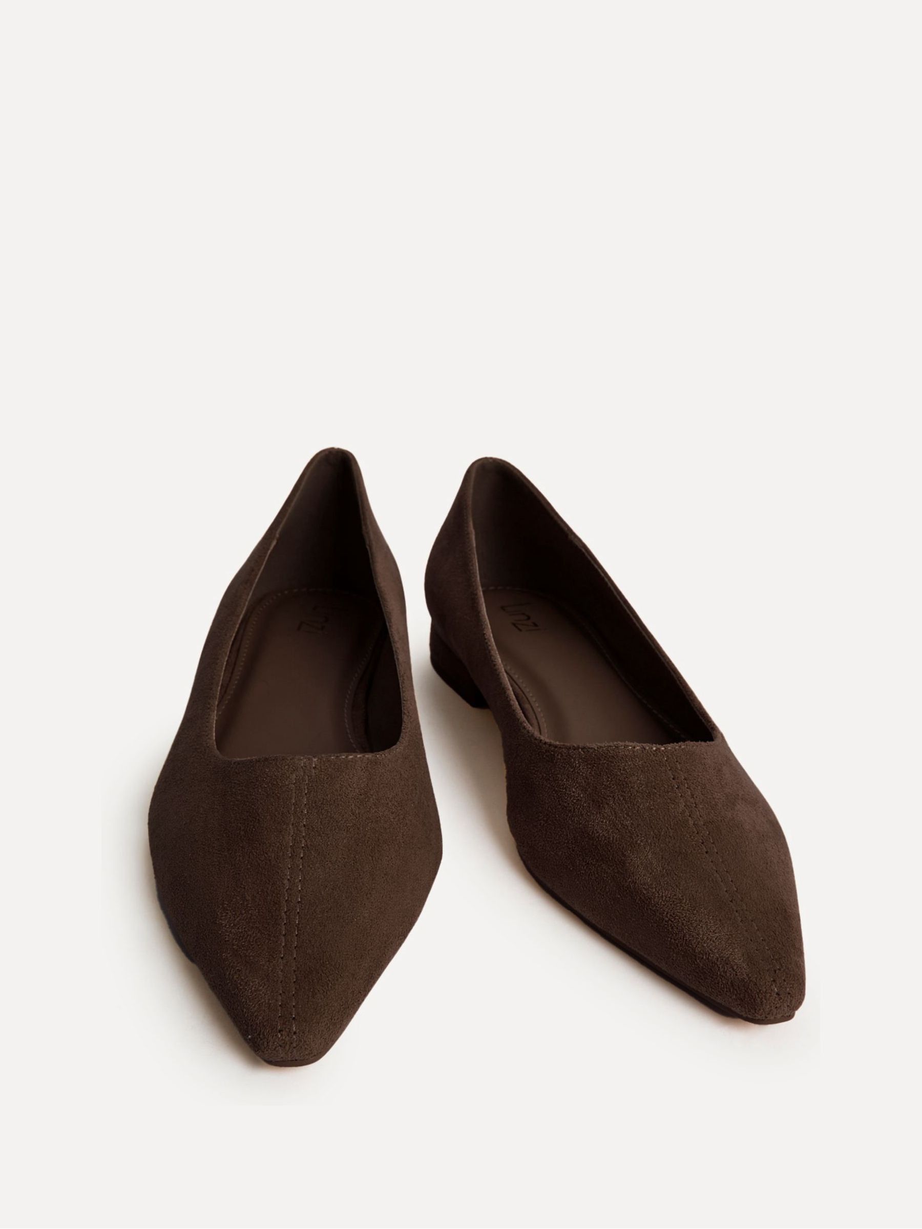 Buy Linzi Brown Focus Pointed With Top Stitching Toe Ballet Flats from ...