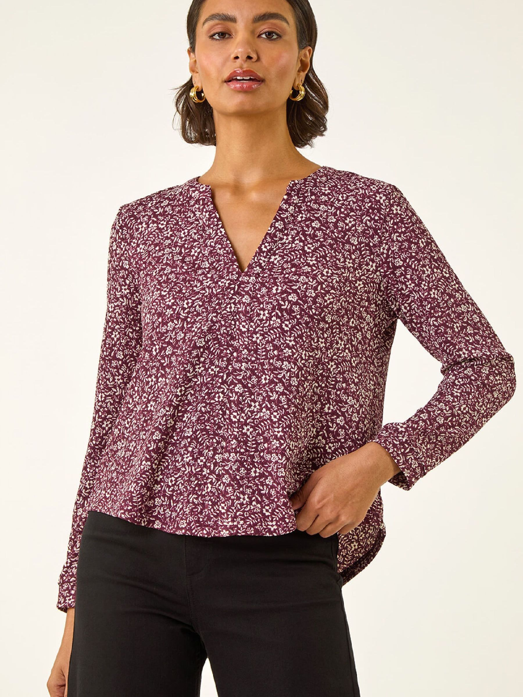 Buy Roman Purple Printed Notch Neck Tunic Top from the Next UK online shop