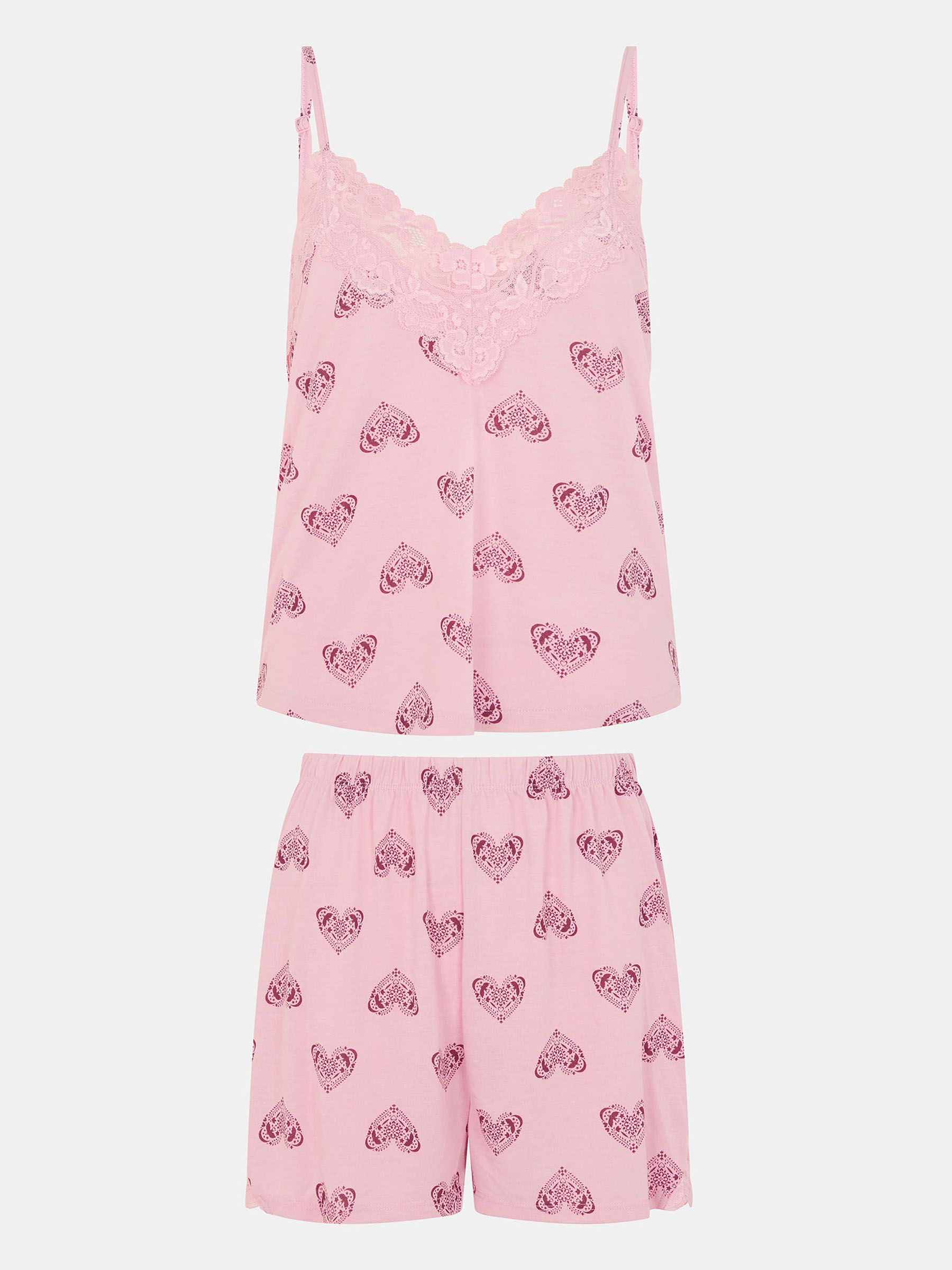 Buy Accessorize Pink Heart Print Lace Trim Short Pyjamas Set from Next ...