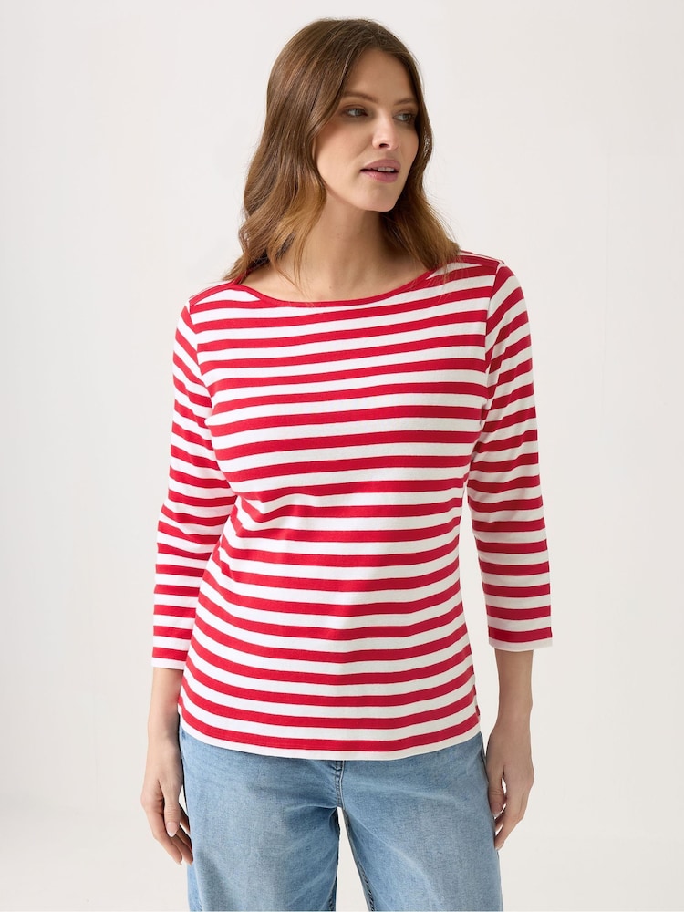 Buy M&Co Red Stripe 3/4 Sleeve Slash Top from the Next UK online shop