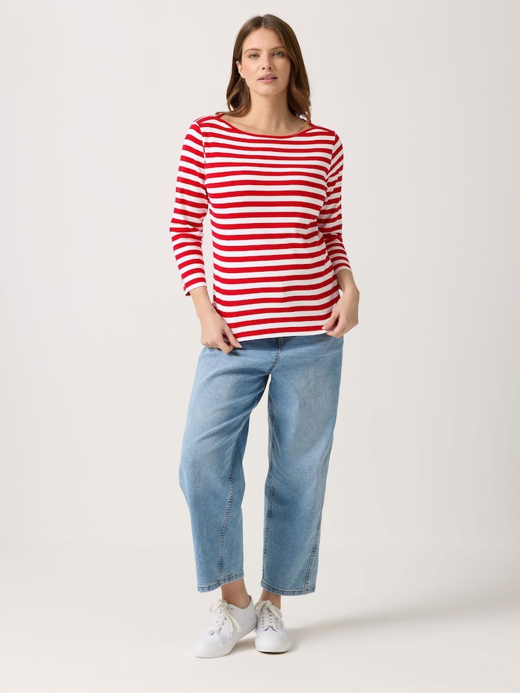 Buy M&Co Red Stripe 3/4 Sleeve Slash Top from the Next UK online shop