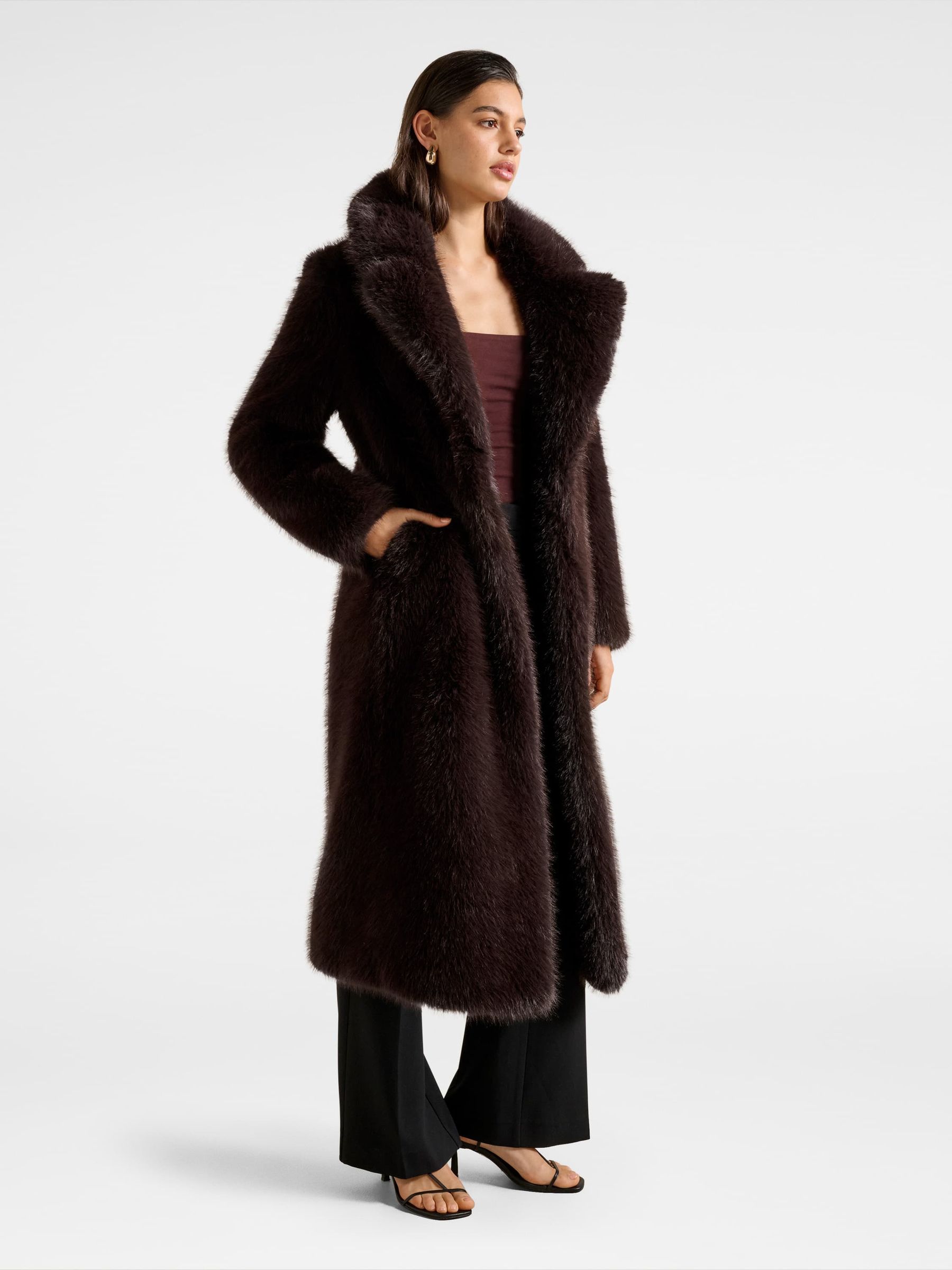 Buy Forever New Brown Hunter Maxi Faux Fur Coat from the Next UK online ...