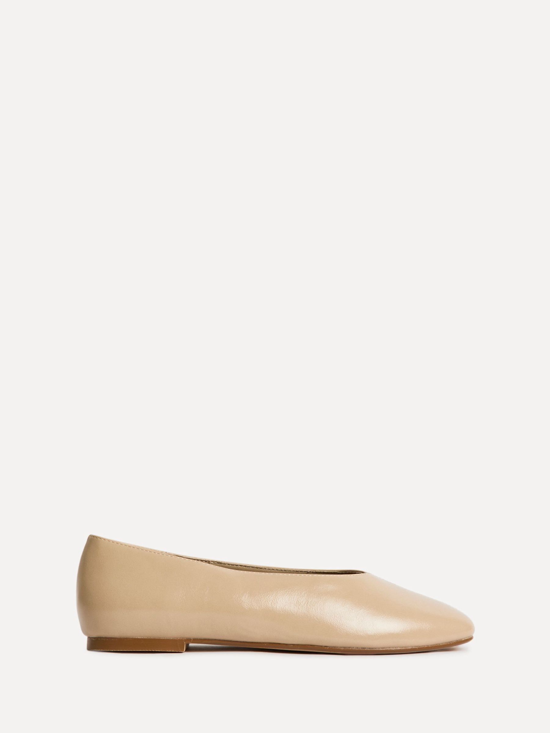 Buy Linzi Nude Structure Square Toe Ballet Flats With Top Stitching ...
