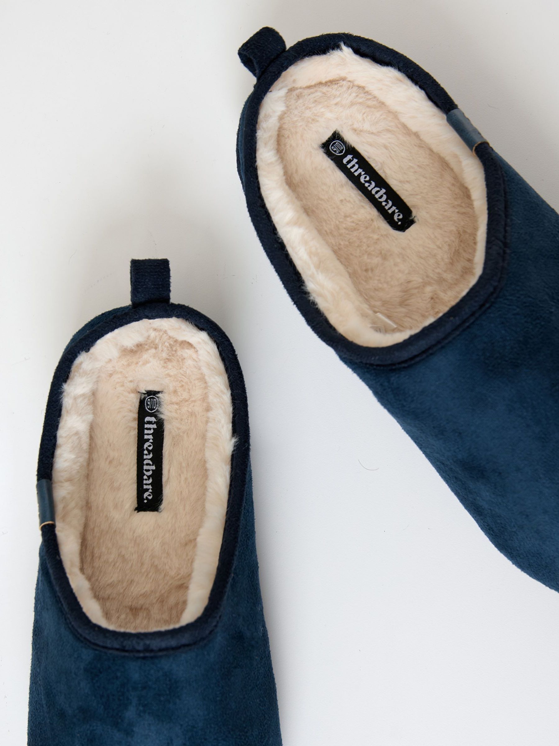 Buy Threadbare Blue Faux Suede Faux Fur Lined Mule Slippers from Next ...