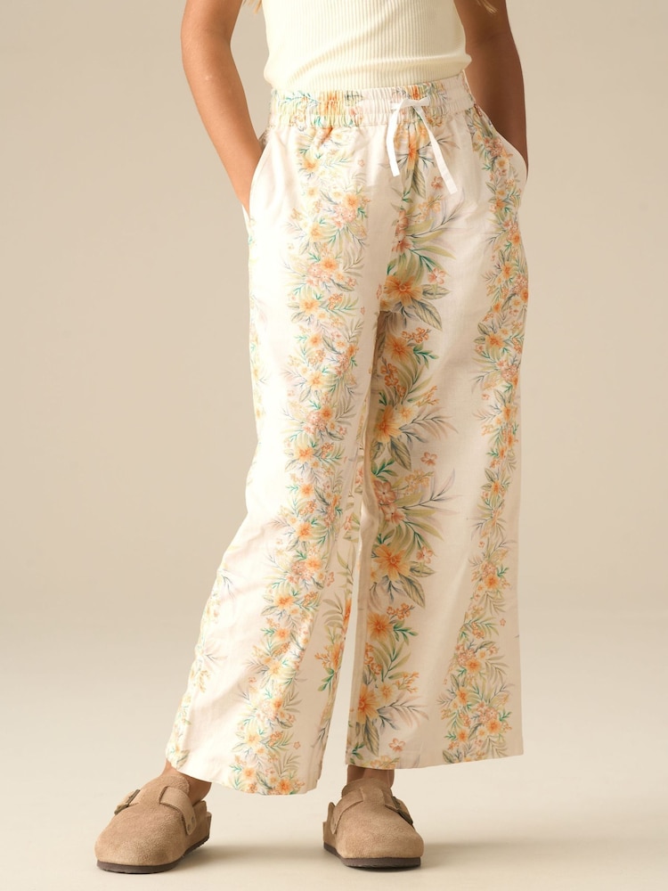 Buy Angel & Rocket Yellow Primrose Floral Print Tie Waist Trousers from ...