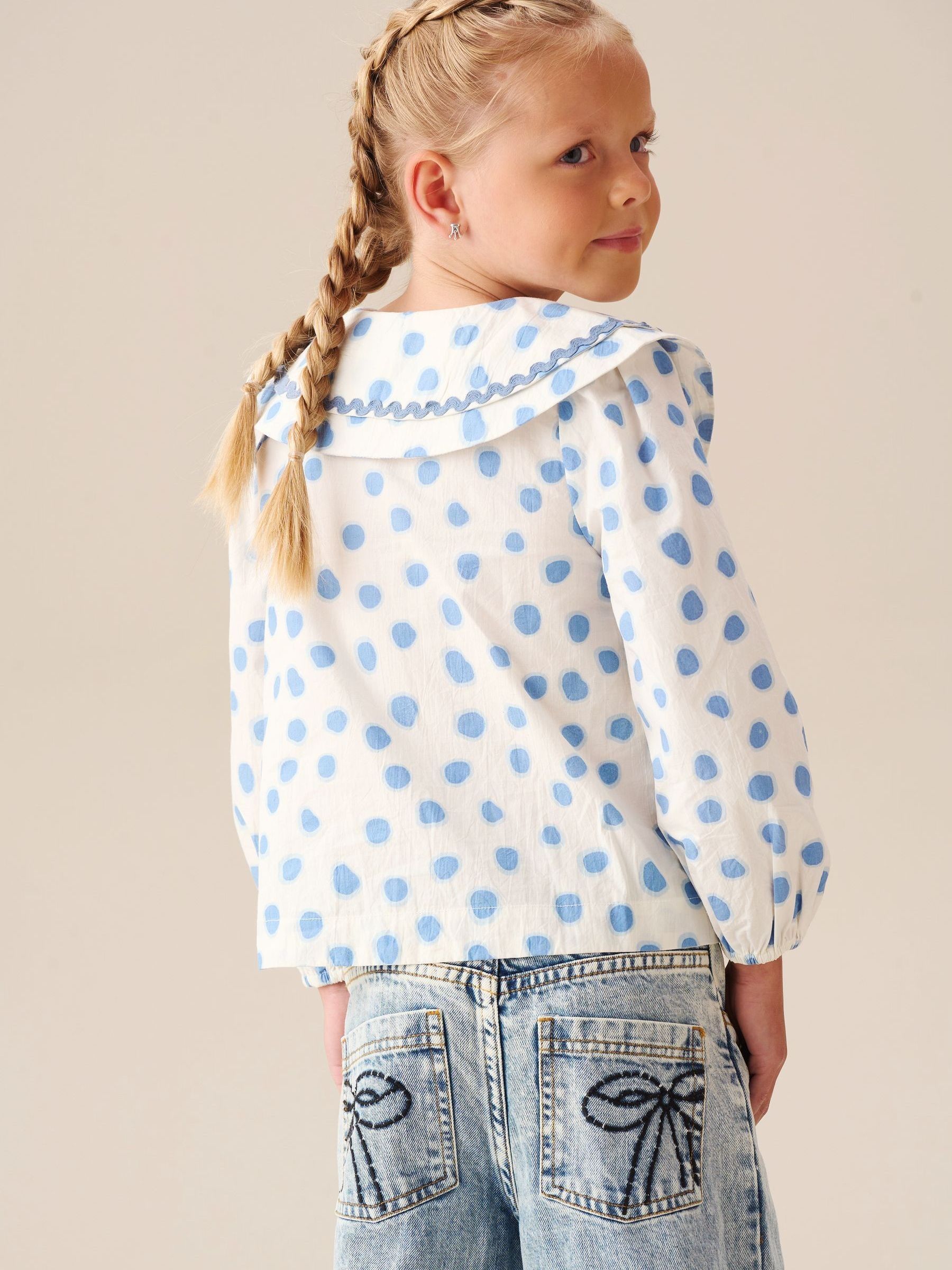 Buy Angel & Rocket Blue Leonie Double Collar Spot Blouse from Next Malaysia