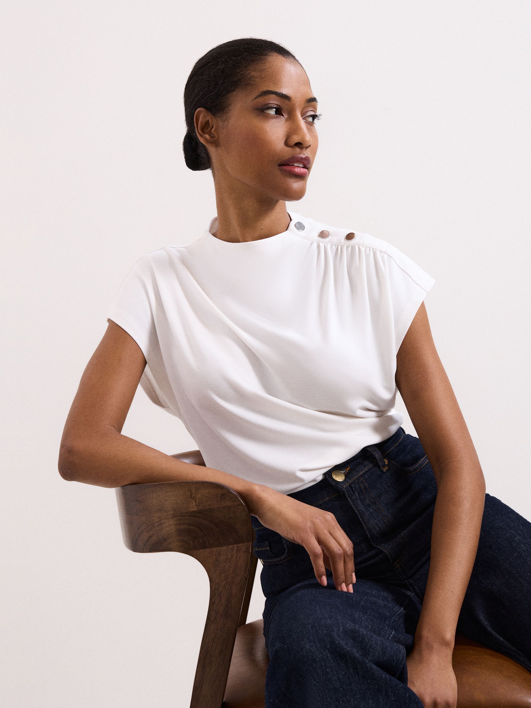 Buy Phase Eight White Paige Ponte Top from the Next UK online shop
