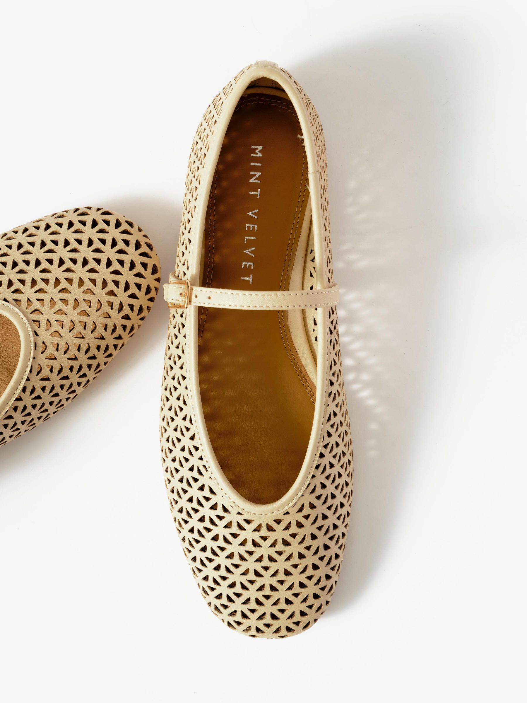 Buy Mint Velvet Cream Tabi Neutral Leather Ballet Flat Shoes from Next ...
