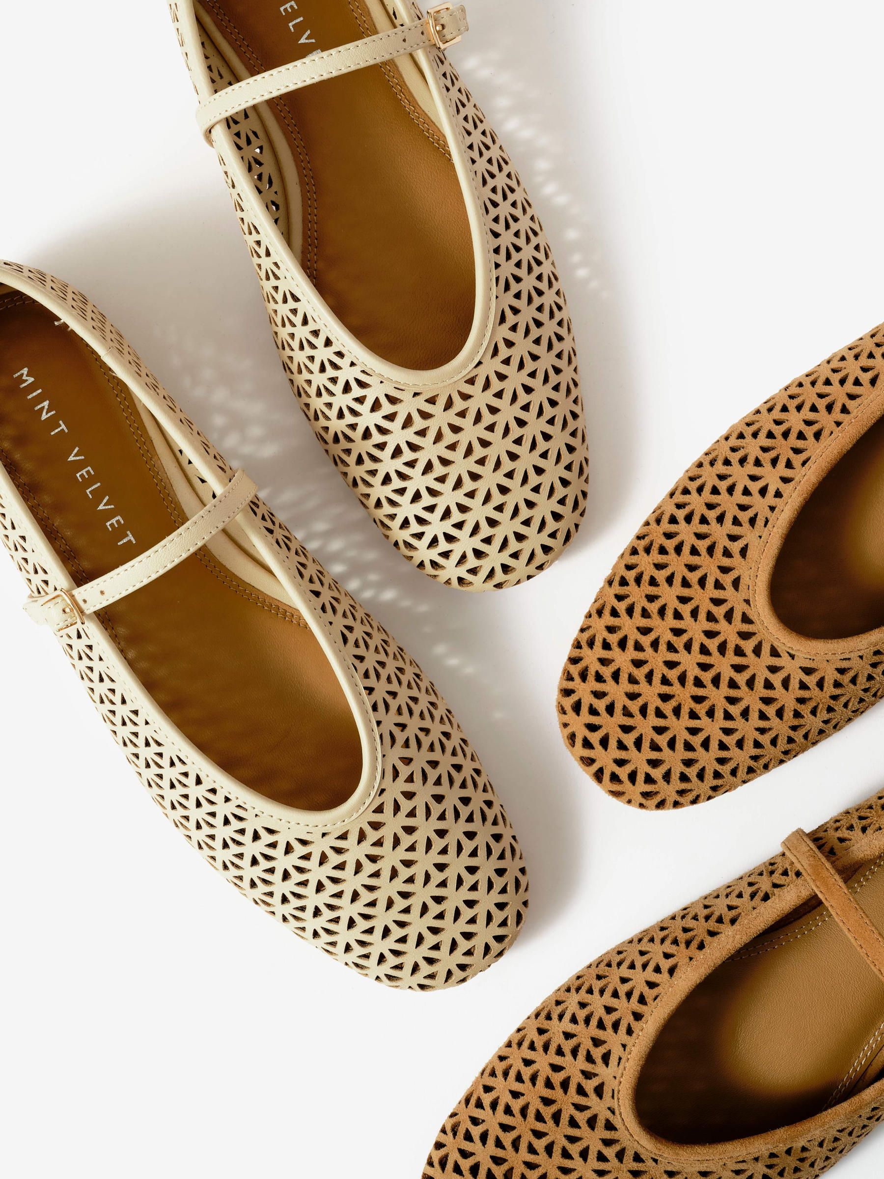 Buy Mint Velvet Cream Tabi Neutral Leather Ballet Flat Shoes from Next ...