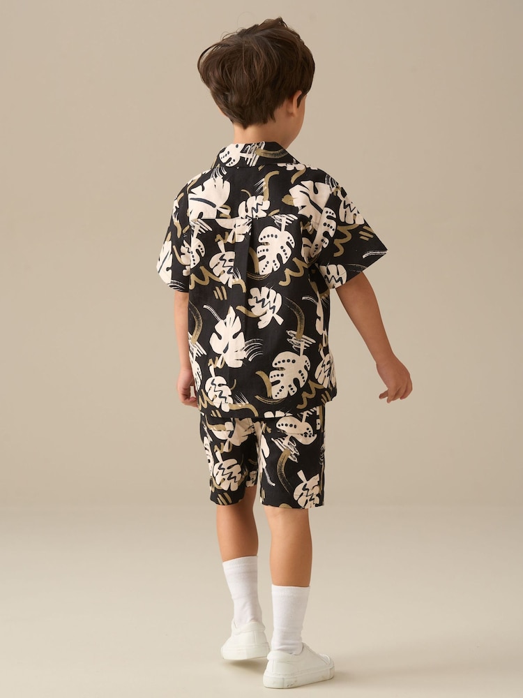 Buy Angel & Rocket Black Finn Leaf Print Textured Shorts from Next Ireland