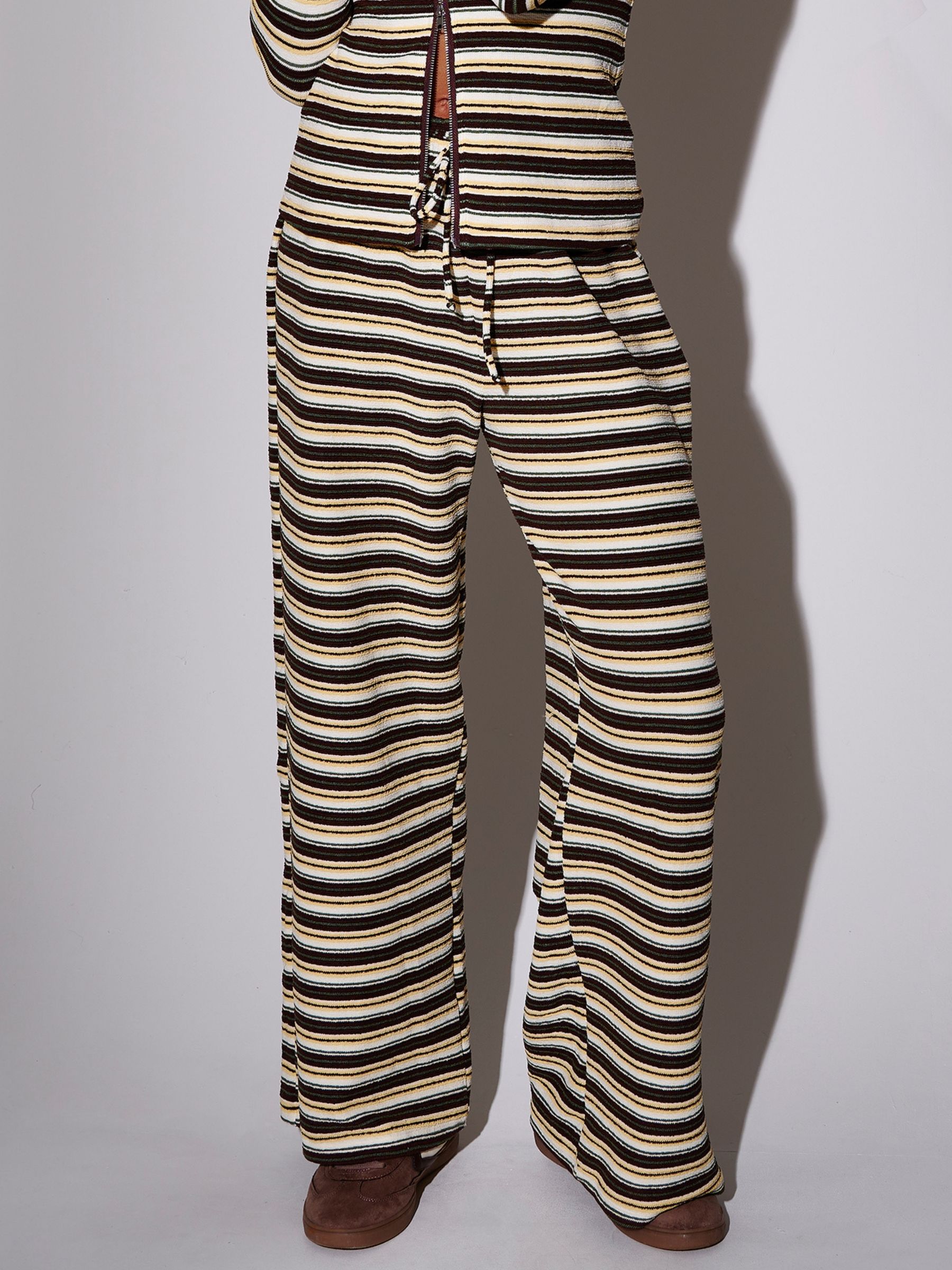 Buy South Beach Black Stripe Towelling Wide Leg Trousers from the Next ...