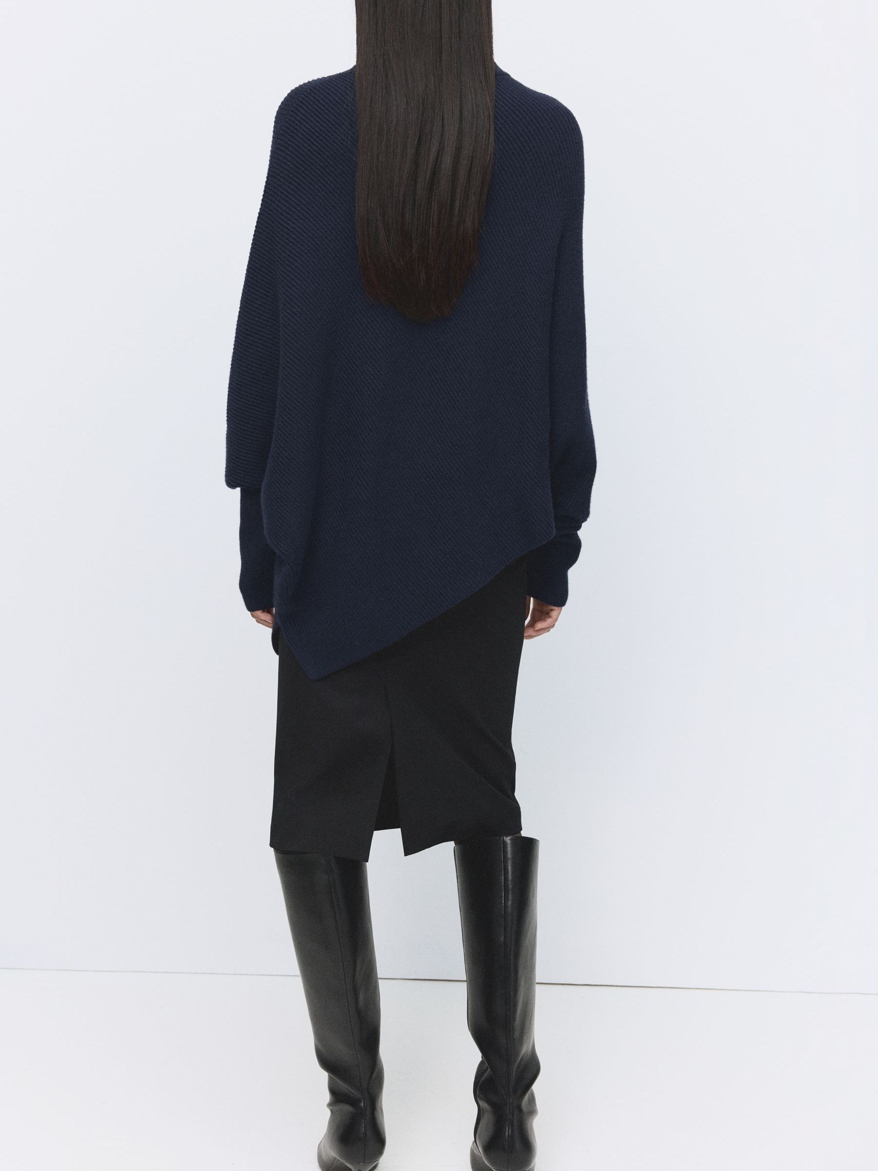 Buy Mango Blue Roll Neck asymmetric Hem Jumper from the Next UK online shop