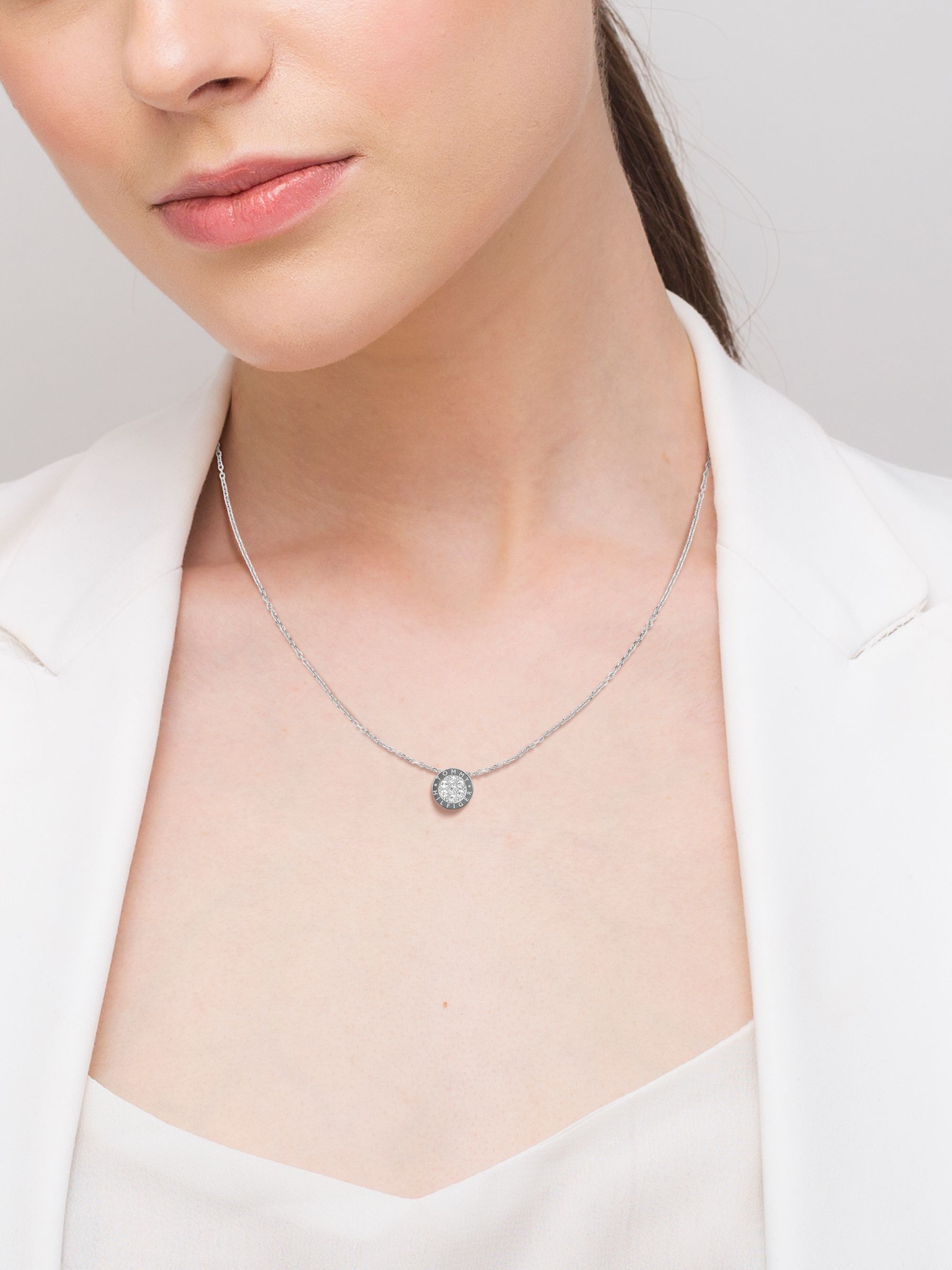 Buy Tommy Hilfiger Silver Tone Crystal Necklace from the Next UK online ...