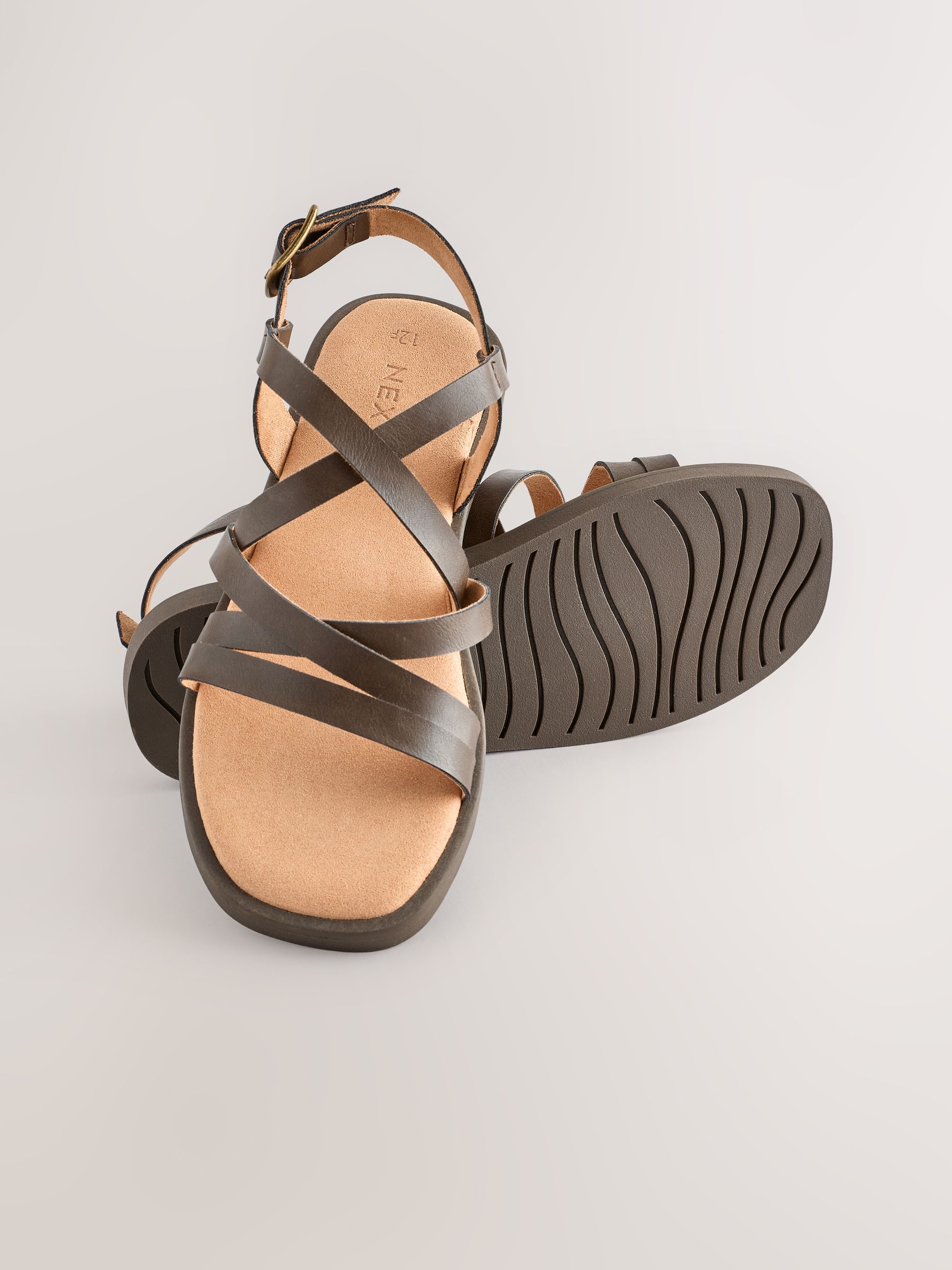 Buy Chocolate Brown Wide Fit (G) Strappy Sandals from the Next UK ...