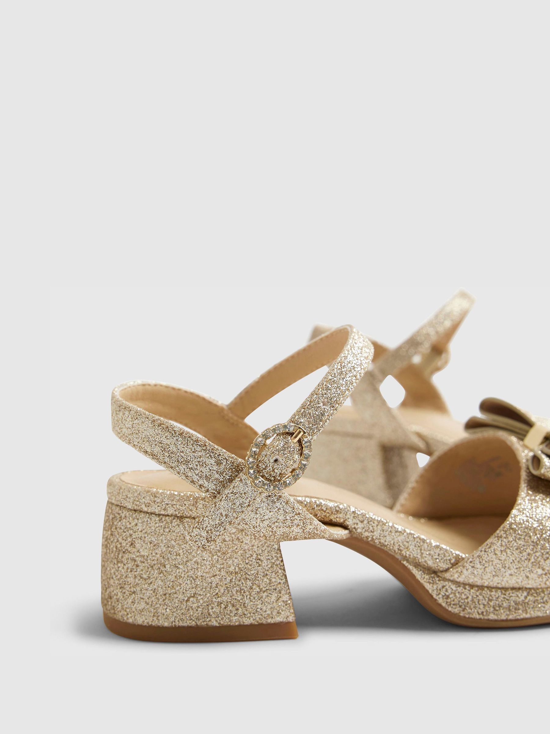 Buy River Island Gold Bow Heeled Sandals from the Next UK online shop