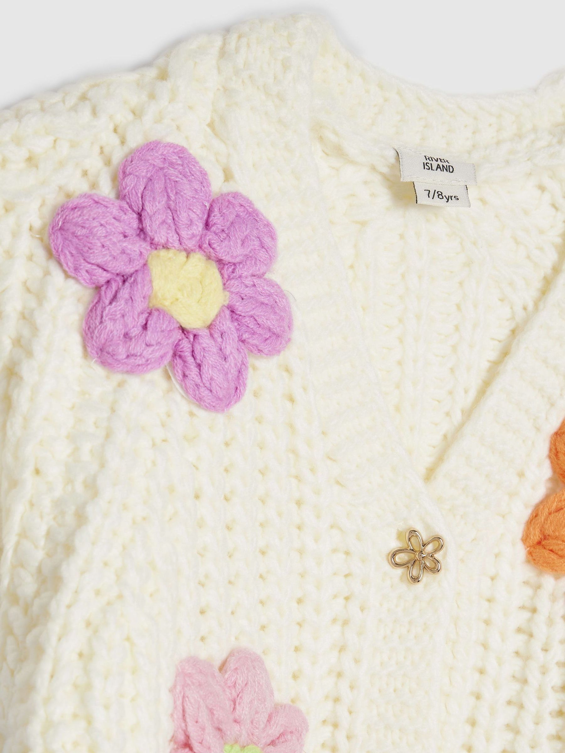 Buy River Island Cream Flower Embroidered Cardigan from the Next UK ...
