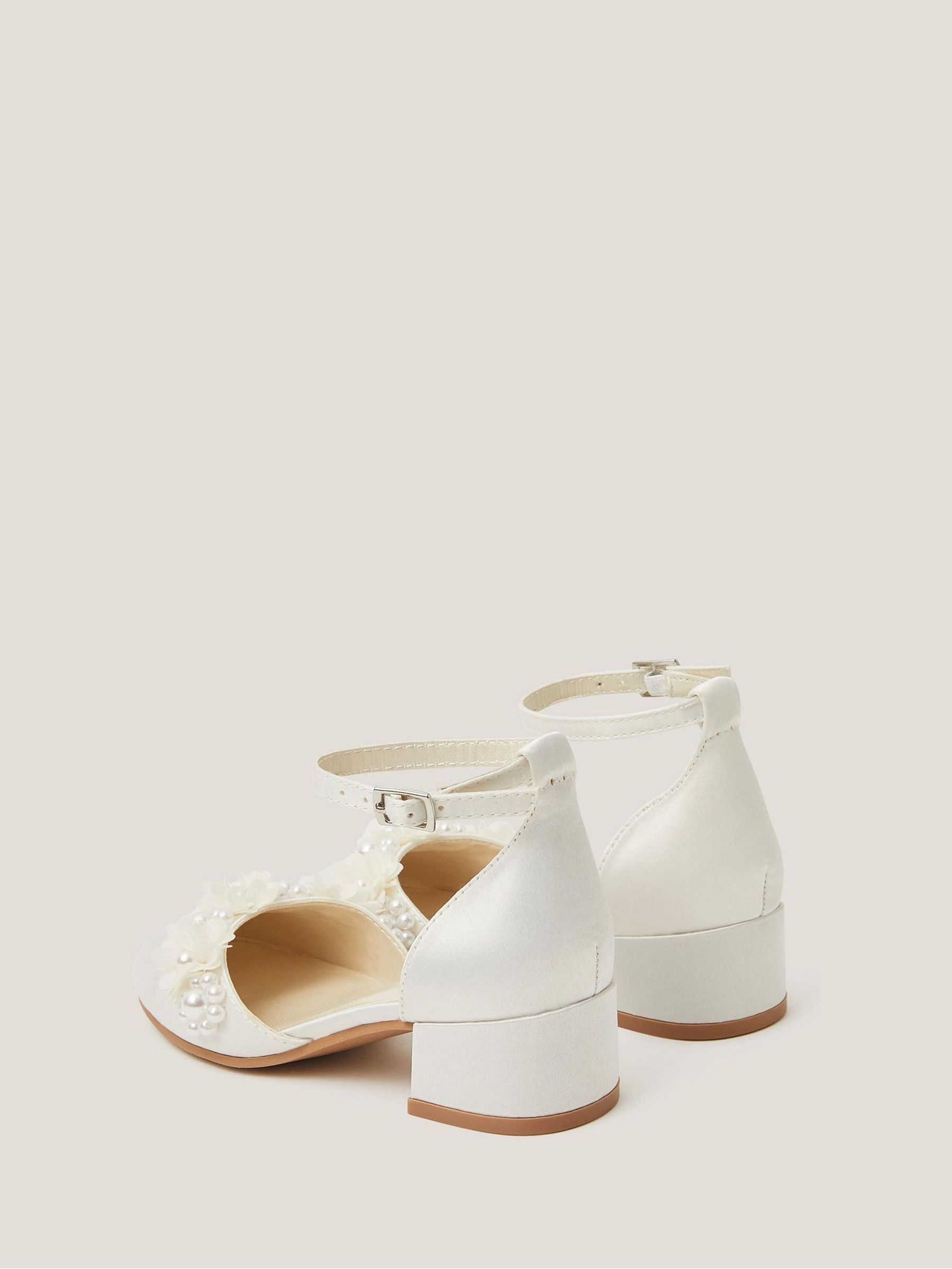 Buy Monsoon Cream Communion Flower Embellished Closed Toe Heels from ...