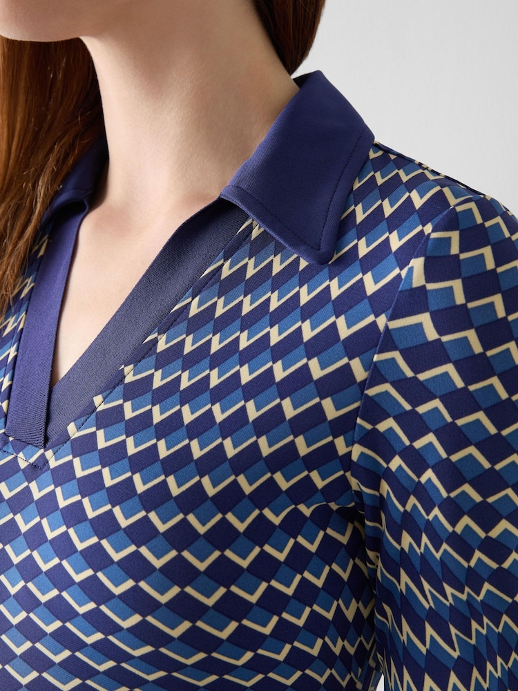 Buy LK Bennett Navy Blue Brigitte Jersey Swirl Print Dress from the ...