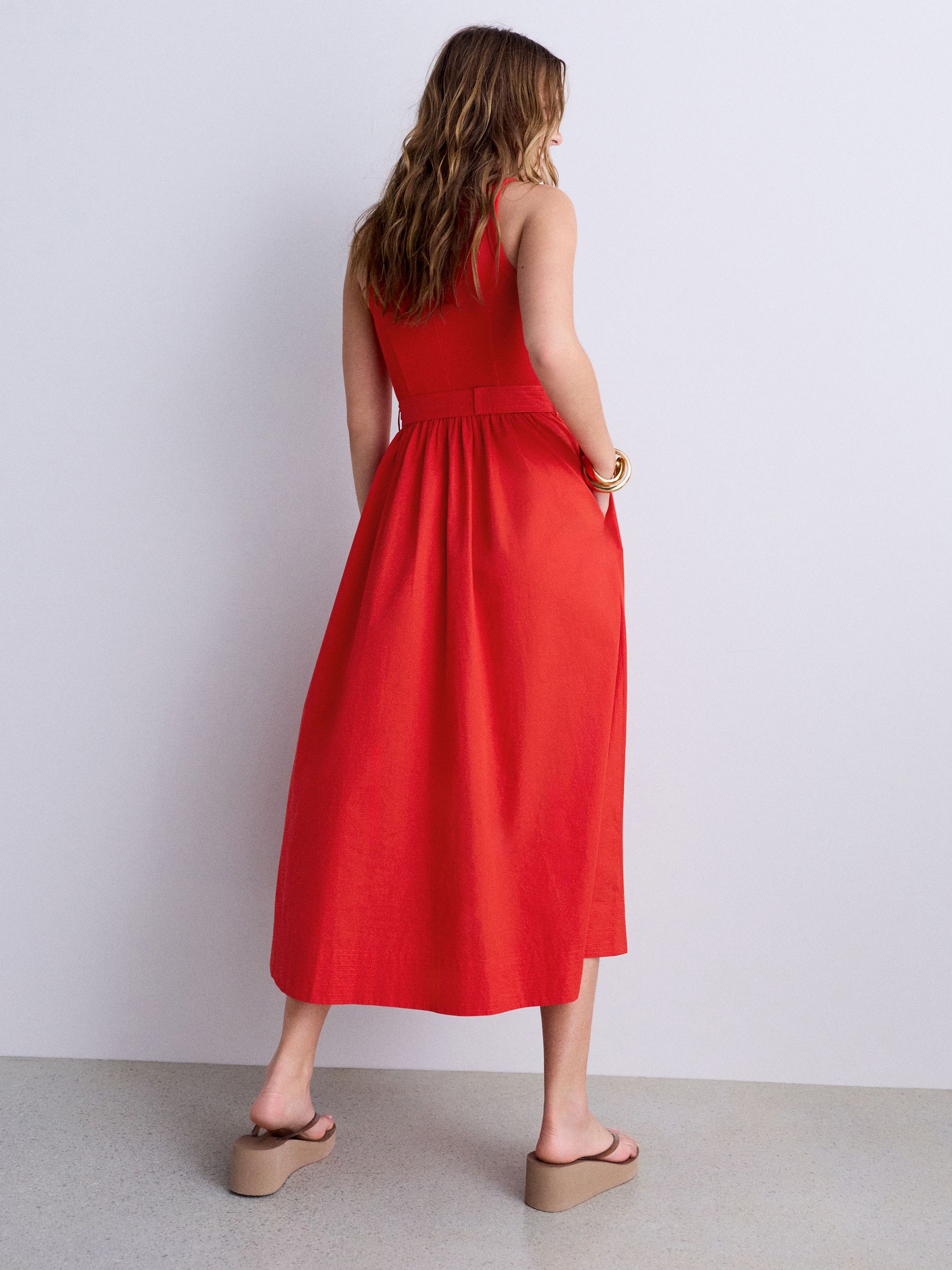 Buy Red 2 in 1 Woven Mix Belted Midi Dress from Next USA