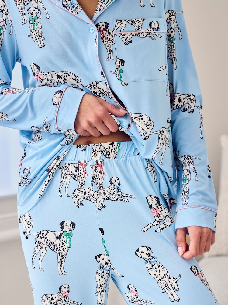 Buy Chelsea Peers Blue Maternity Dalmation Dogs Print Long Pyjamas Set ...