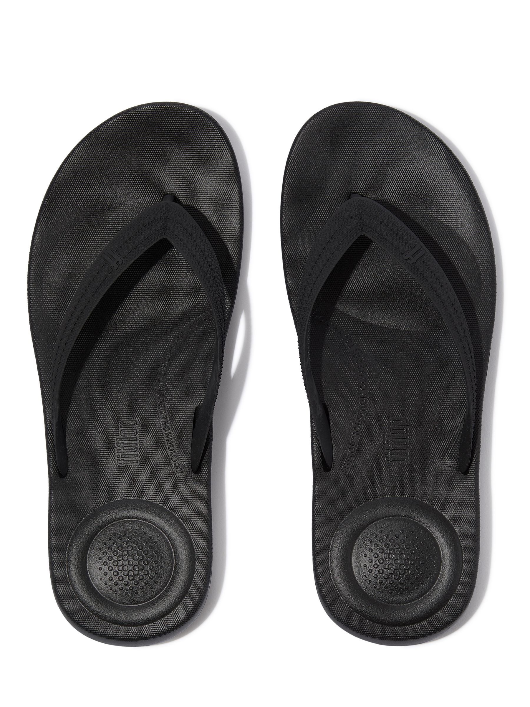 Buy FitFlop Black Iqushion Textured-Strap Flip Flops from the Next UK ...