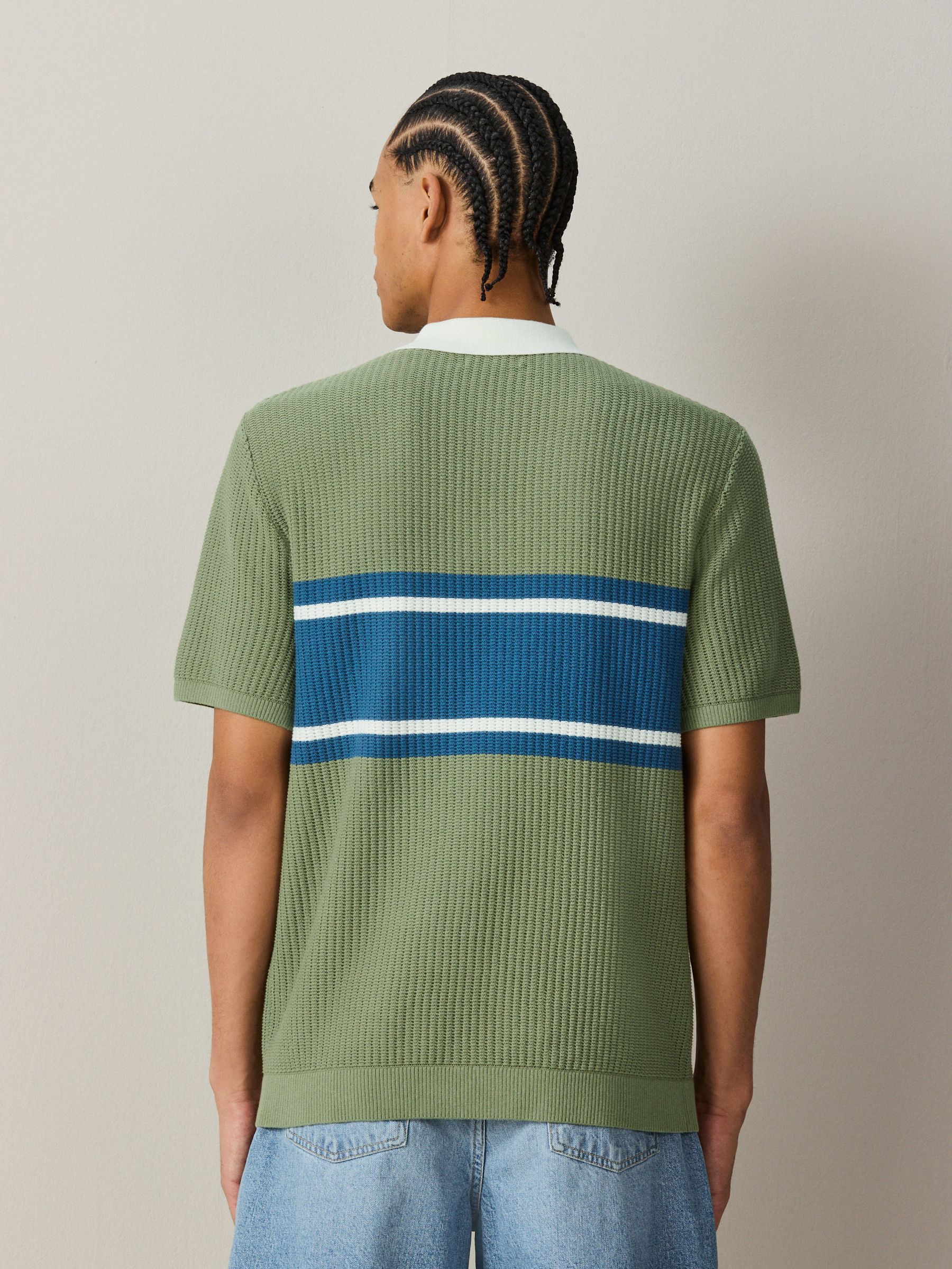 Buy Sage Green - Short Sleeve Knitted Embroidered Rugby Shirt from Next ...