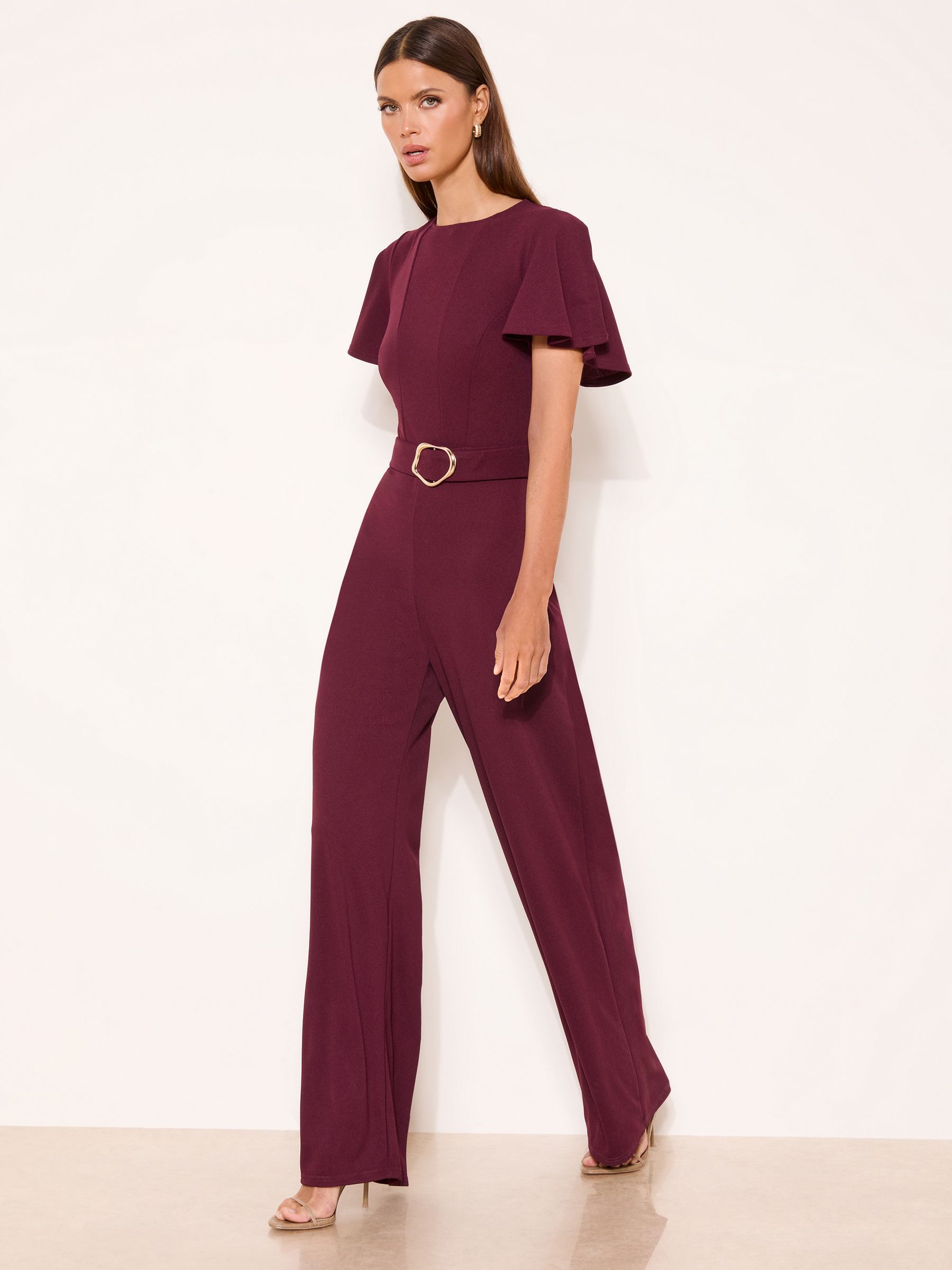 Buy Lipsy Burgundy Red Short Sleeve Hardware Jumpsuit from Next Qatar