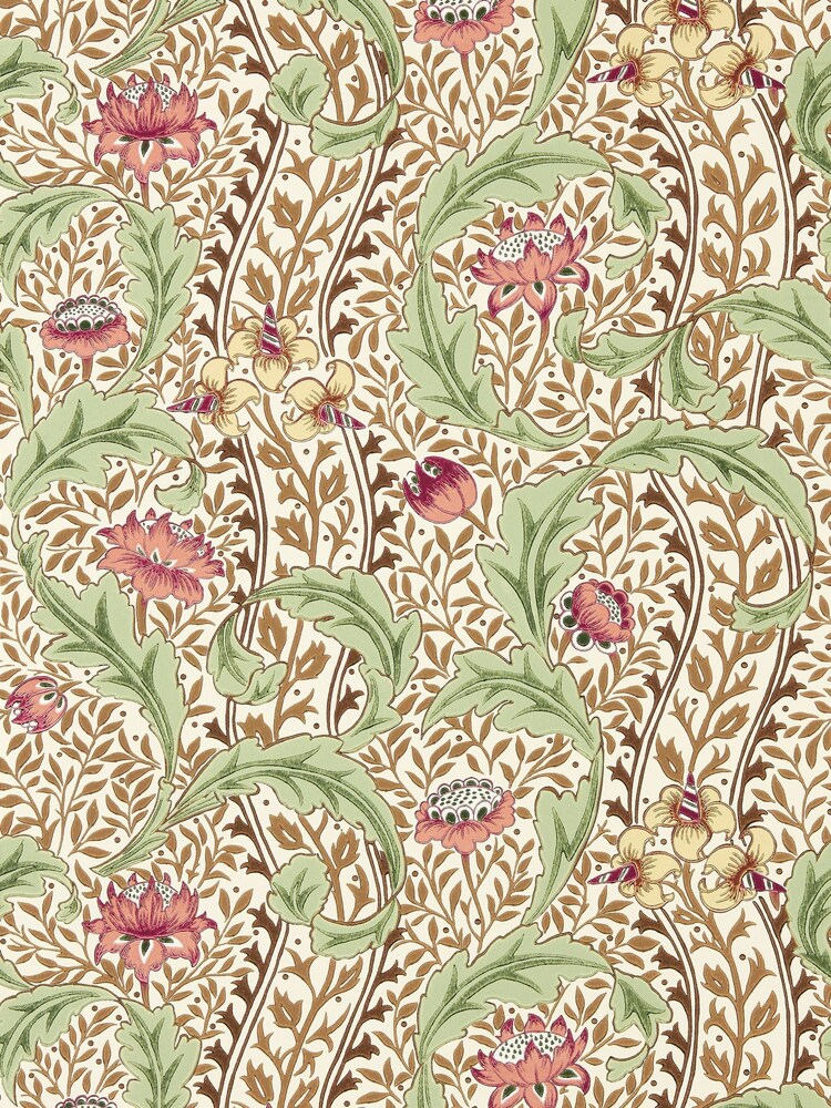 Buy Morris & Co Rose Linen Wild Tulip Vine Unfinished Works A4 ...