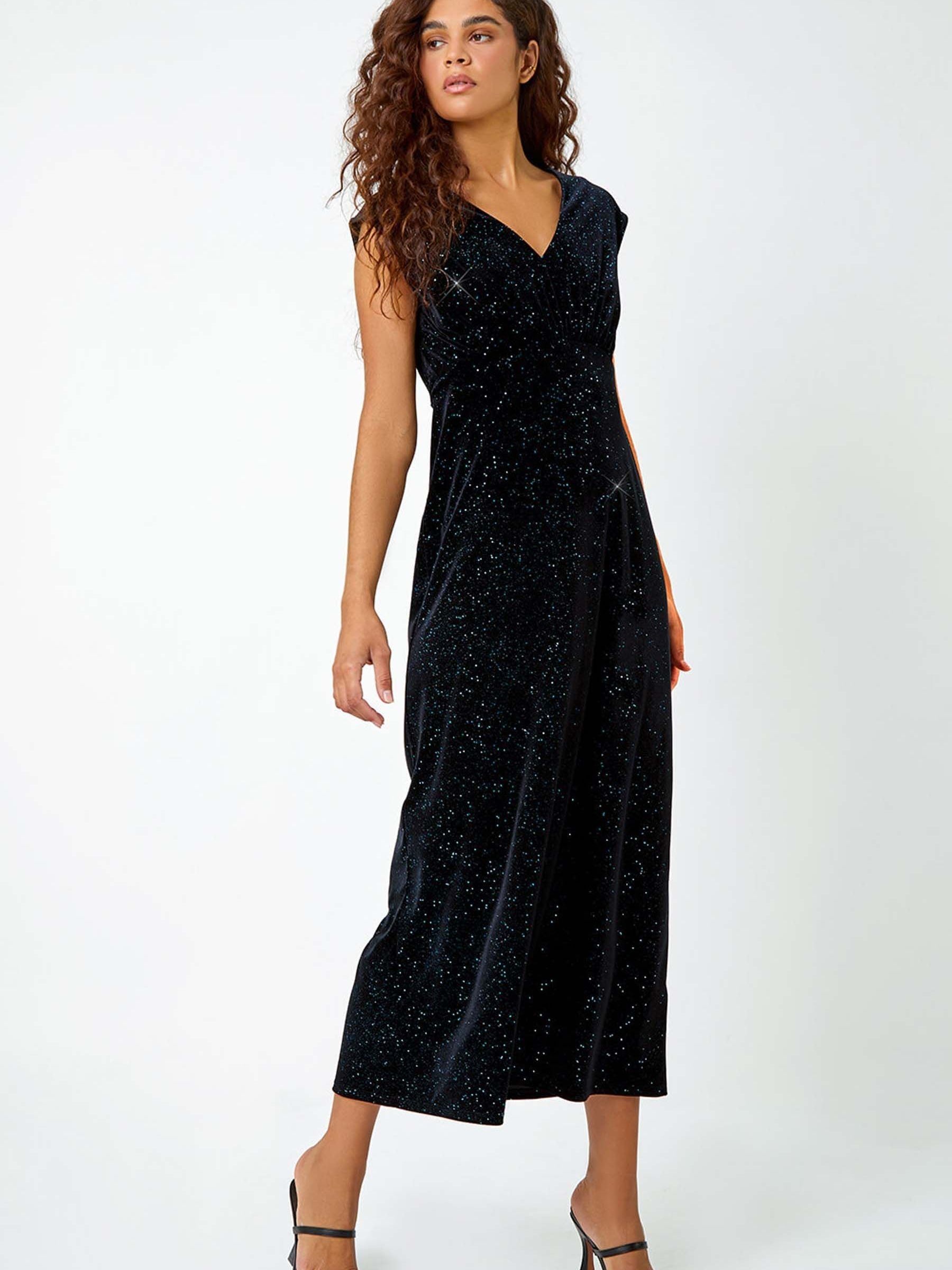 Buy Roman Blue Glitter Bodice Velvet Maxi Stretch Dress from the Next ...
