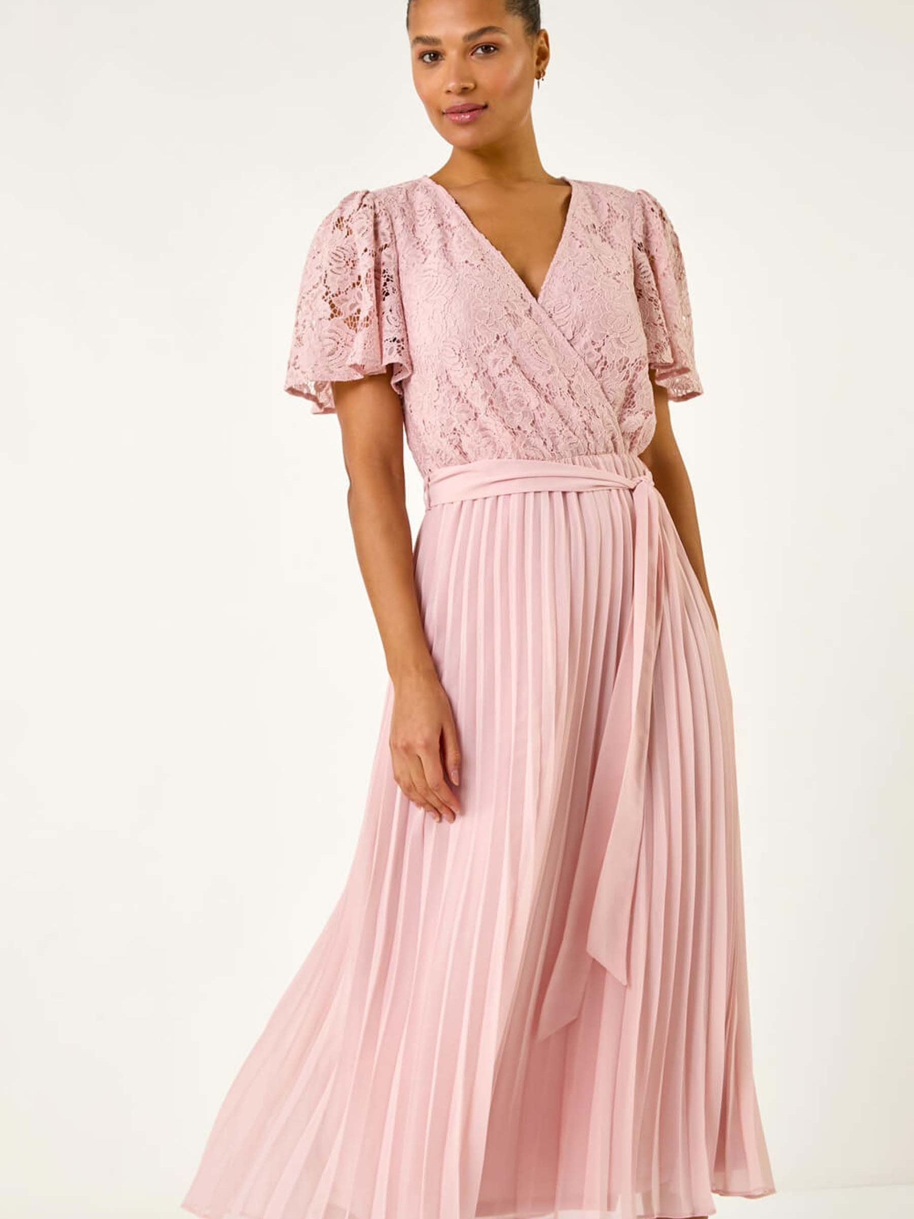 Buy Roman Pink Lace Detail Wrap Midi Dress from the Next UK online shop