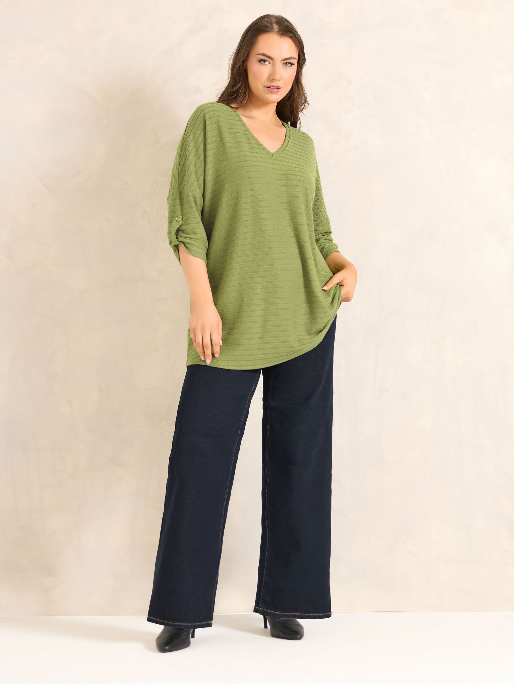 Buy Evans Green Turn Back Ribbed Jumper from the Next UK online shop