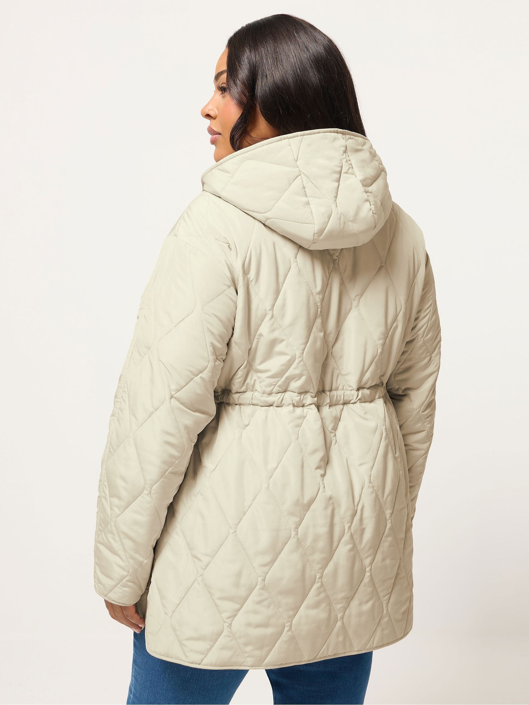 Buy Yours Curve Cream Lightweight Diamond Quilted Midi Jacket from the ...