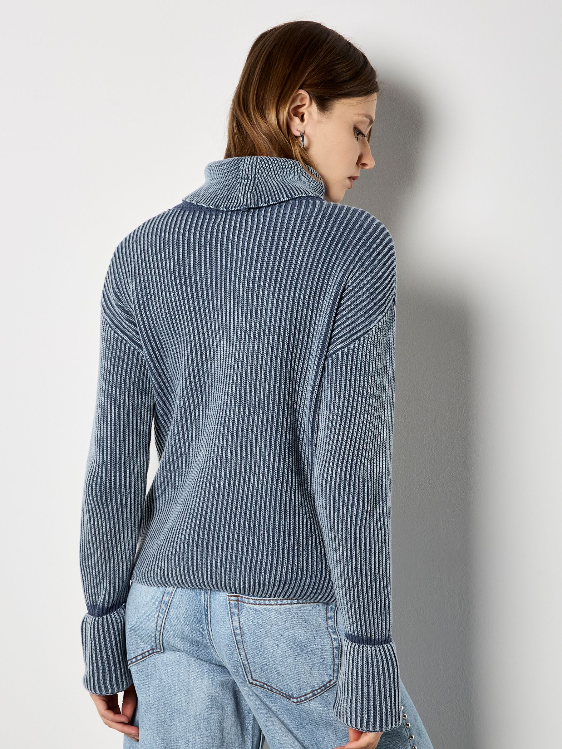 Buy Apricot Blue Roll Neck Ribbed Stonewashed Jumper from the Next UK ...