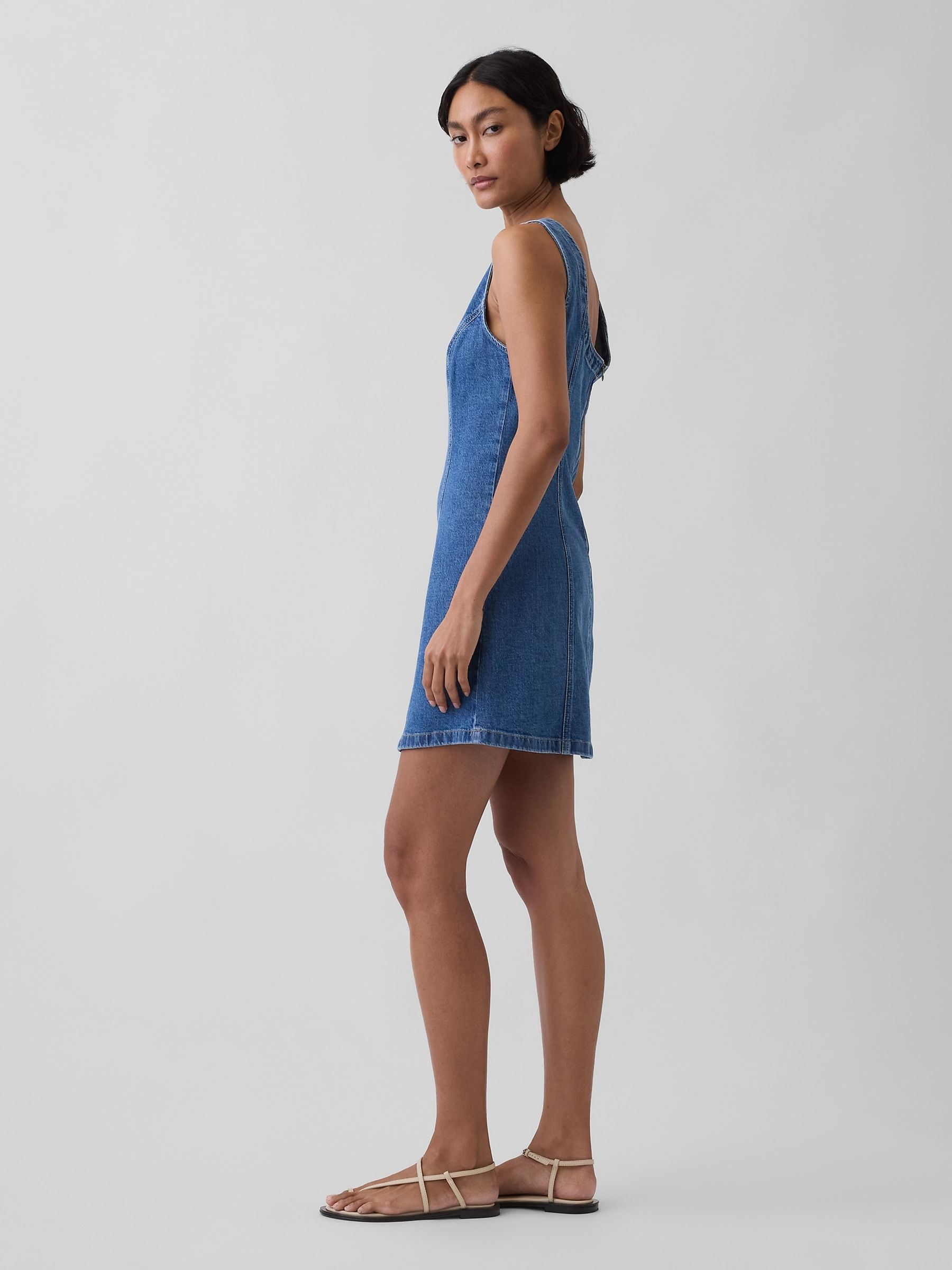 Buy Gap Blue Denim Boatneck Open-Back Mini Dress from Next Greece