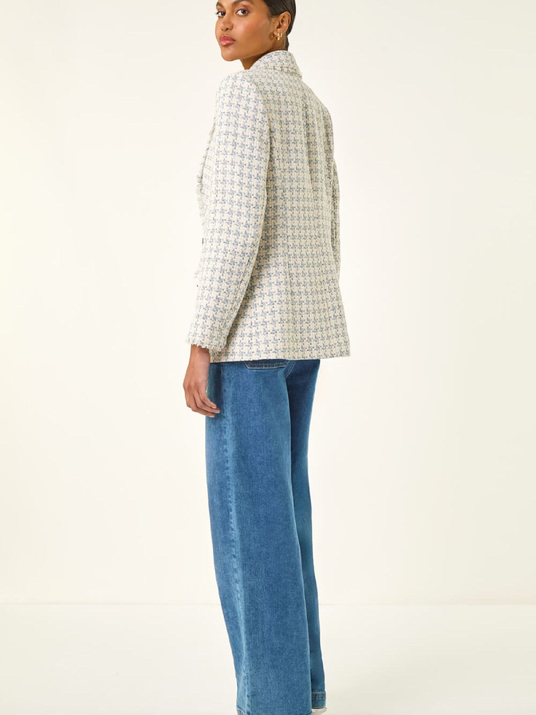 Buy Roman Cream Boucle Frayed Edge Jacket from Next New Zealand
