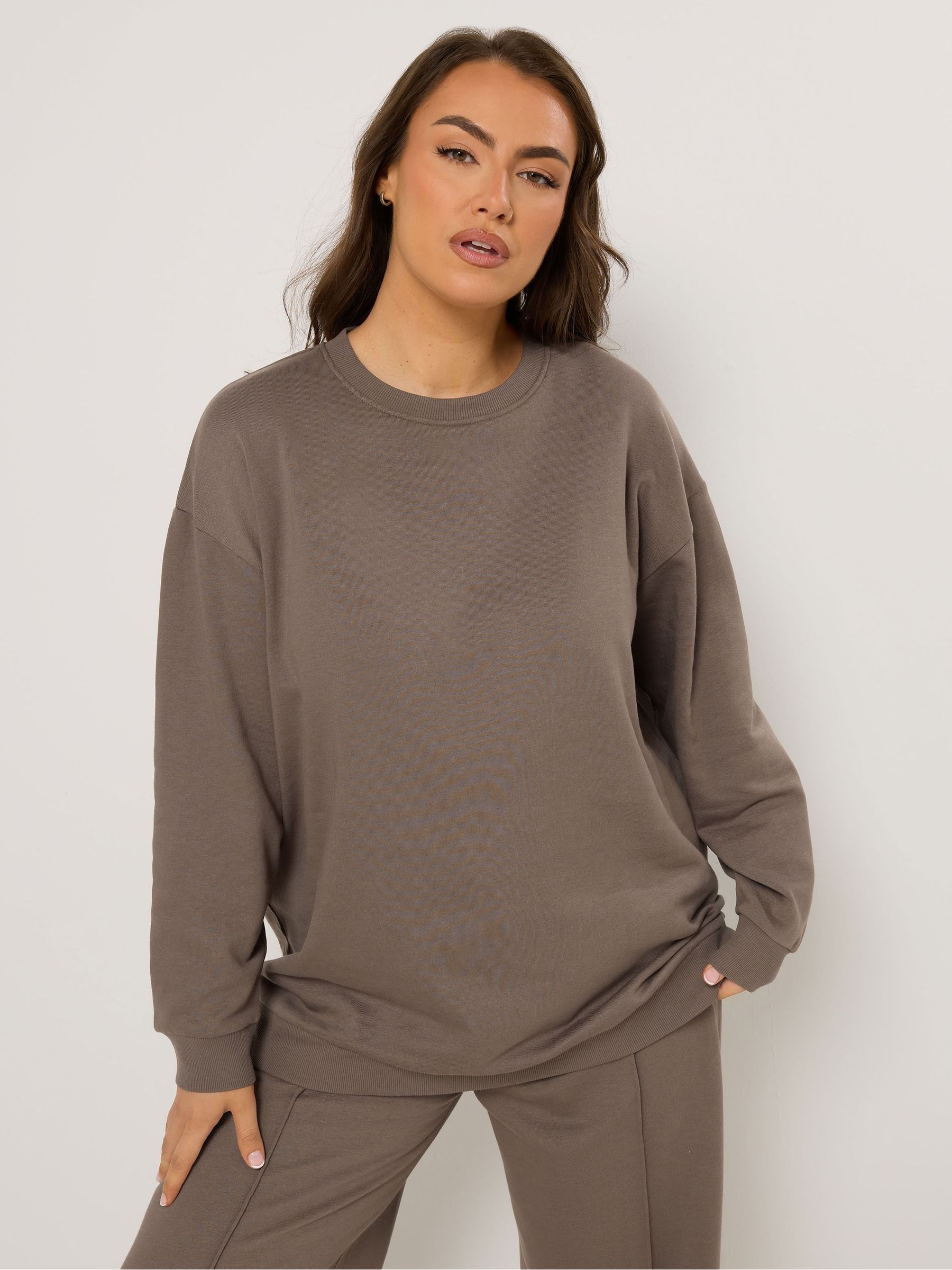 Buy Yours Curve Brown Crew Neck Sweat Top & Joggers Set from Next Canada