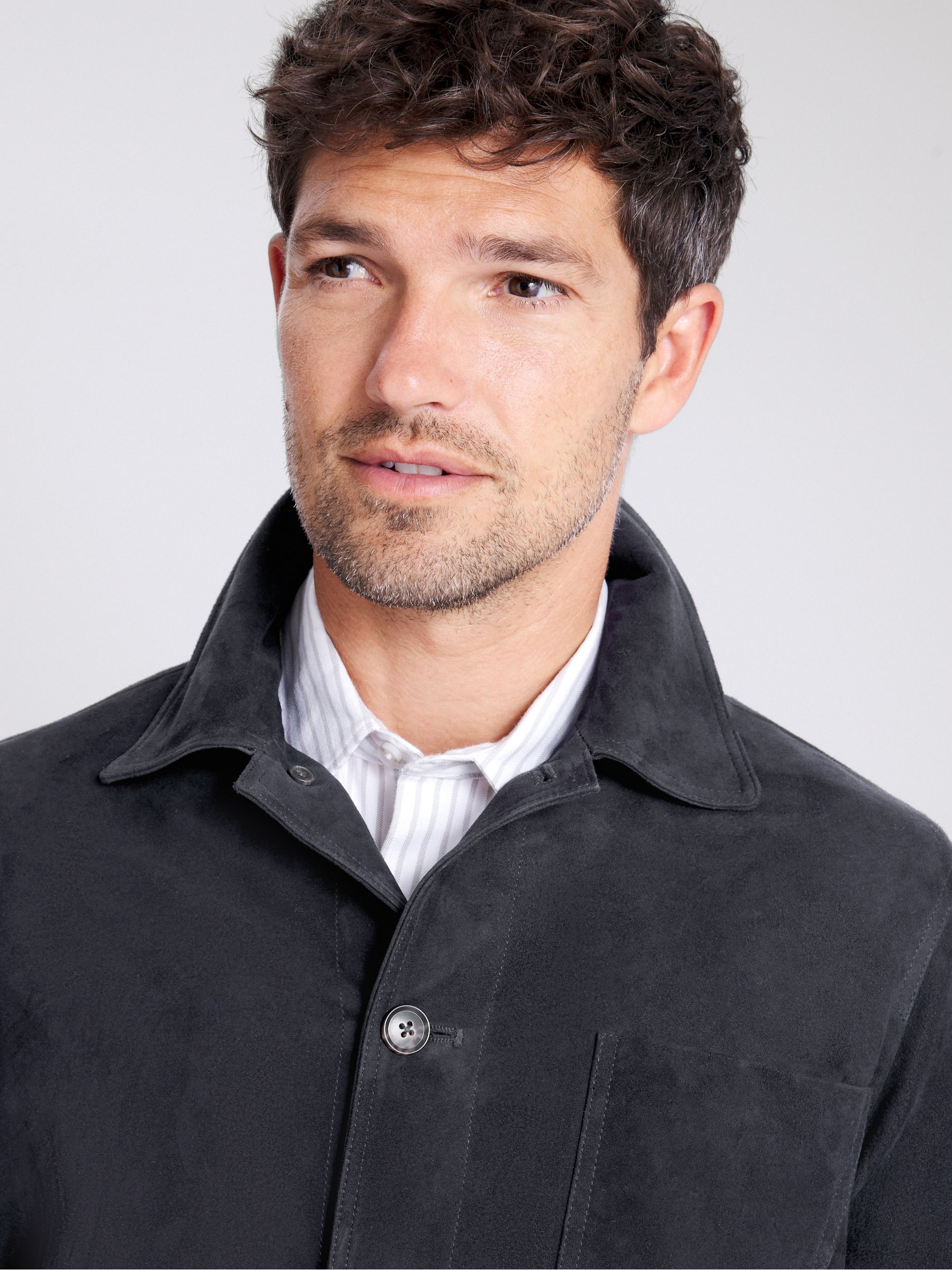 Buy MOSS Blue Suede Shacket from Next Israel